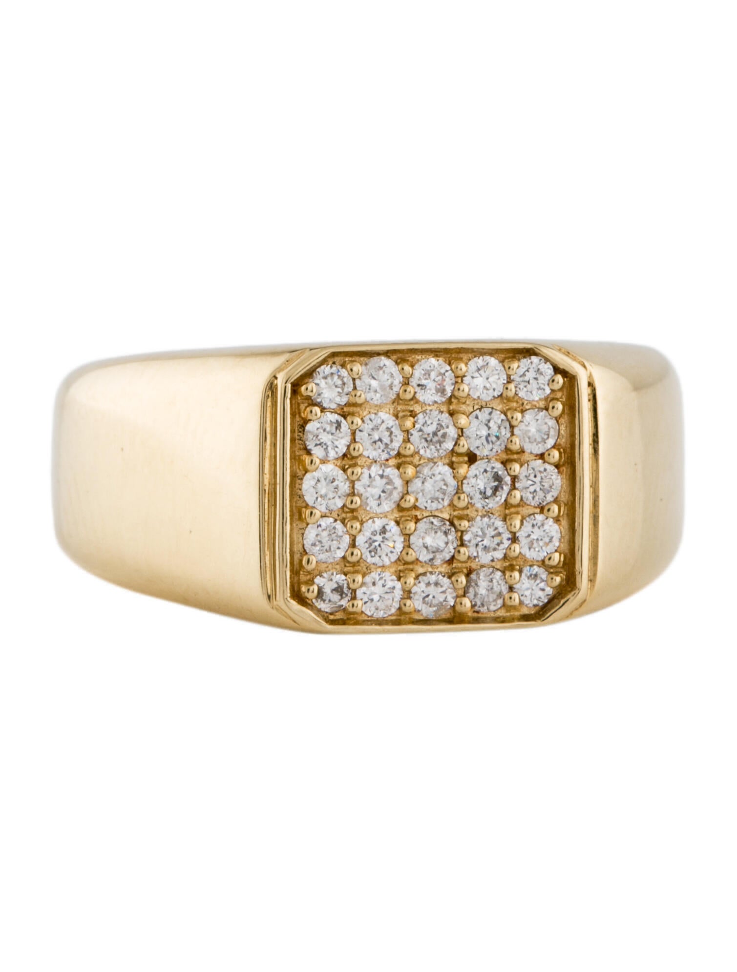 Ring 14K Diamond Signet Ring - 14K Yellow Gold Signet Ring, Rings ...