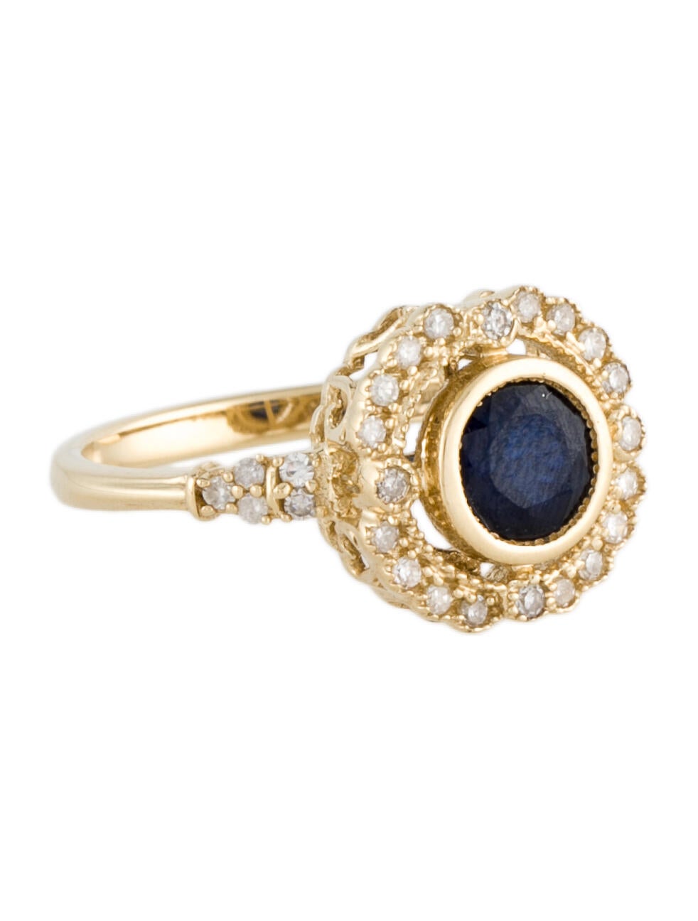 Ring 14K Sapphire and Diamond Cocktail Ring - 14K Yellow Gold Cocktail ...