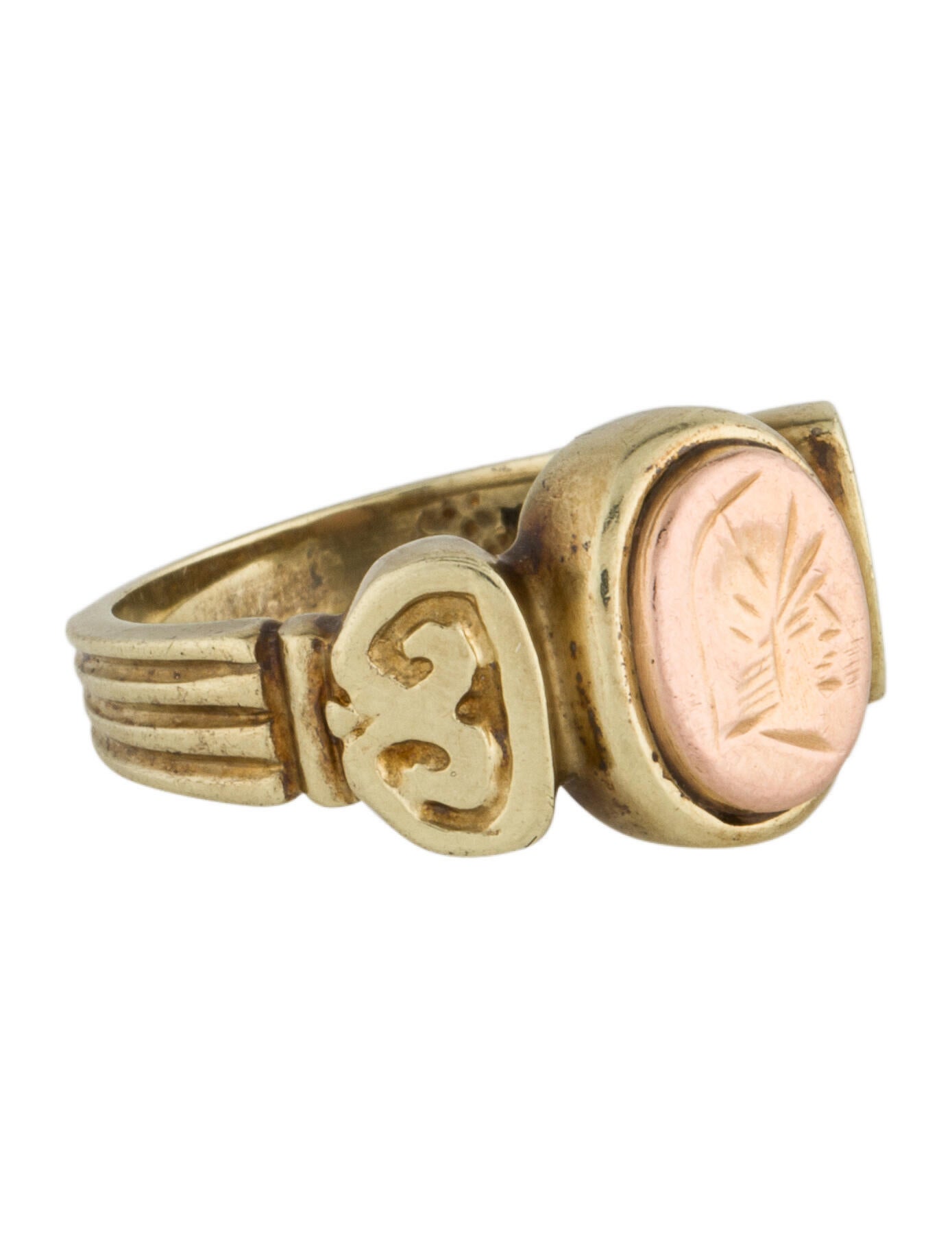 Ring 14K Hand Engraved Signet Ring - 14K Yellow Gold Signet Ring, Rings ...