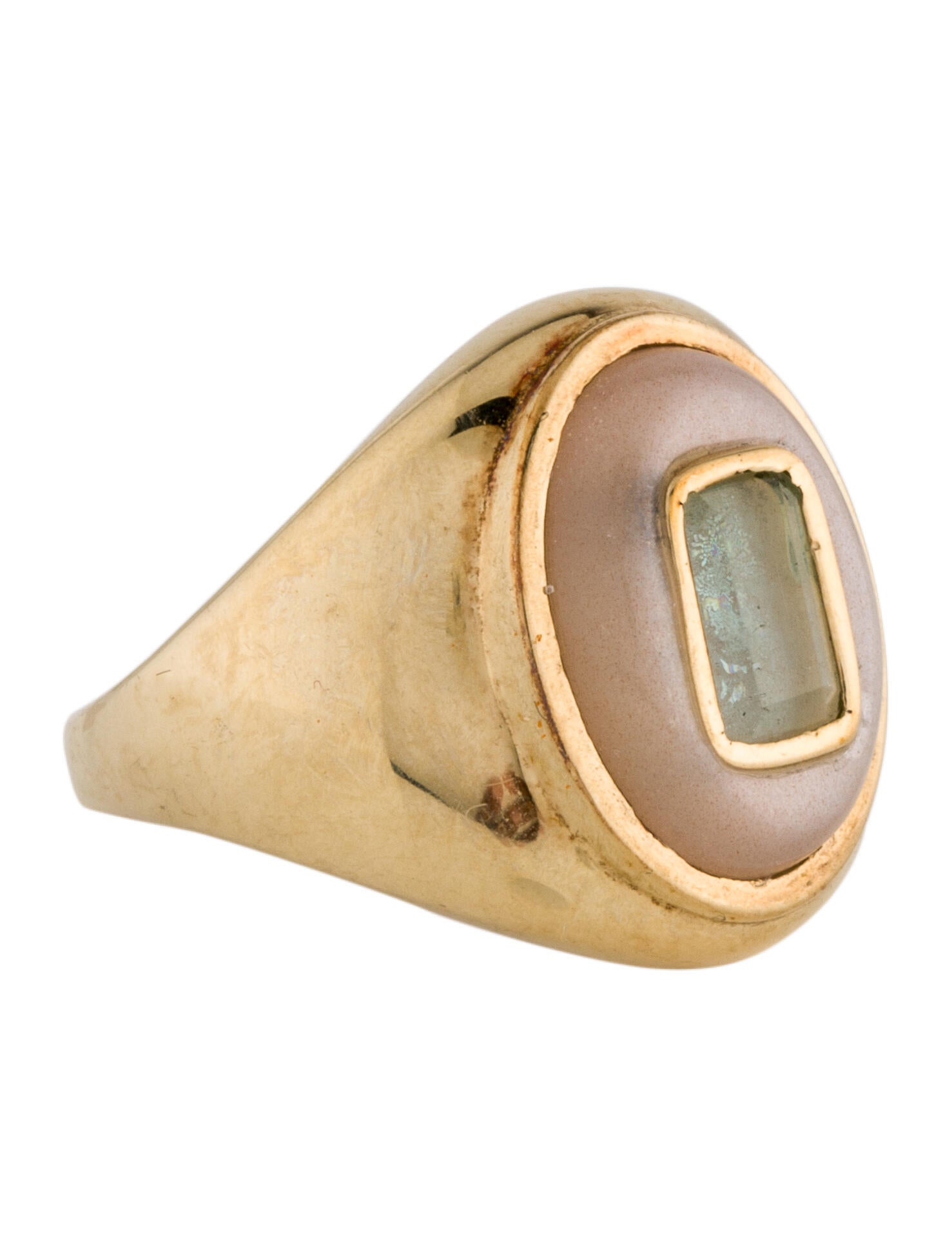 Ring 14K Tourmaline & Sunstone Signet Ring - 14K Yellow Gold Signet ...