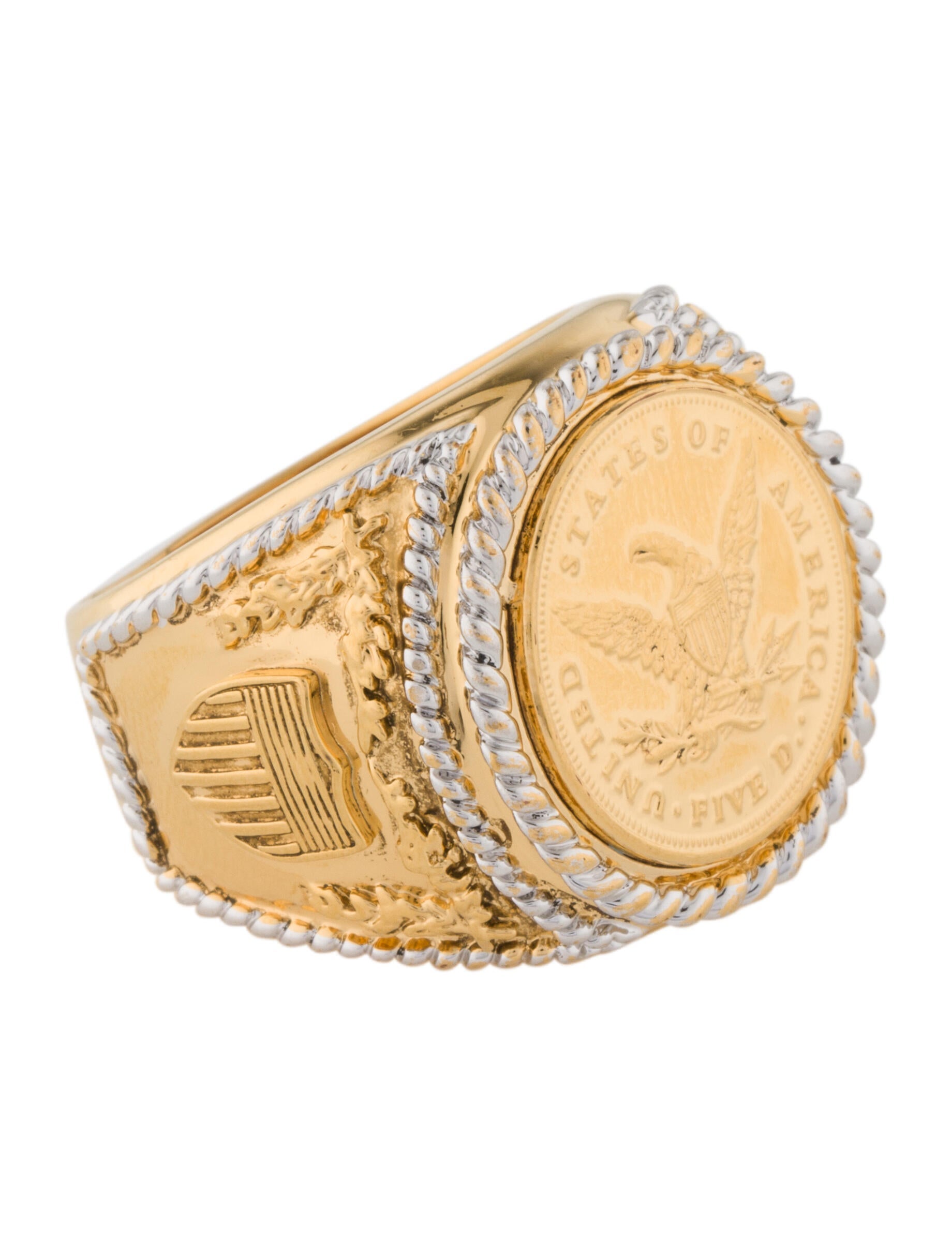 Ring 14K Replica Coin Ring - 14K Yellow Gold Signet Ring, Rings ...