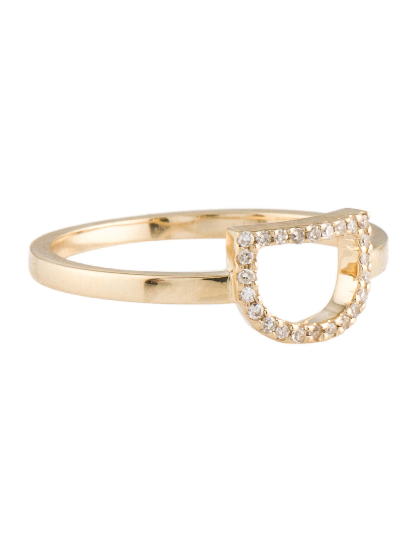 Ring 14K Diamond Initial 'D' Ring Band - 14K Yellow Gold Band, Rings - RRING184854 | The RealReal