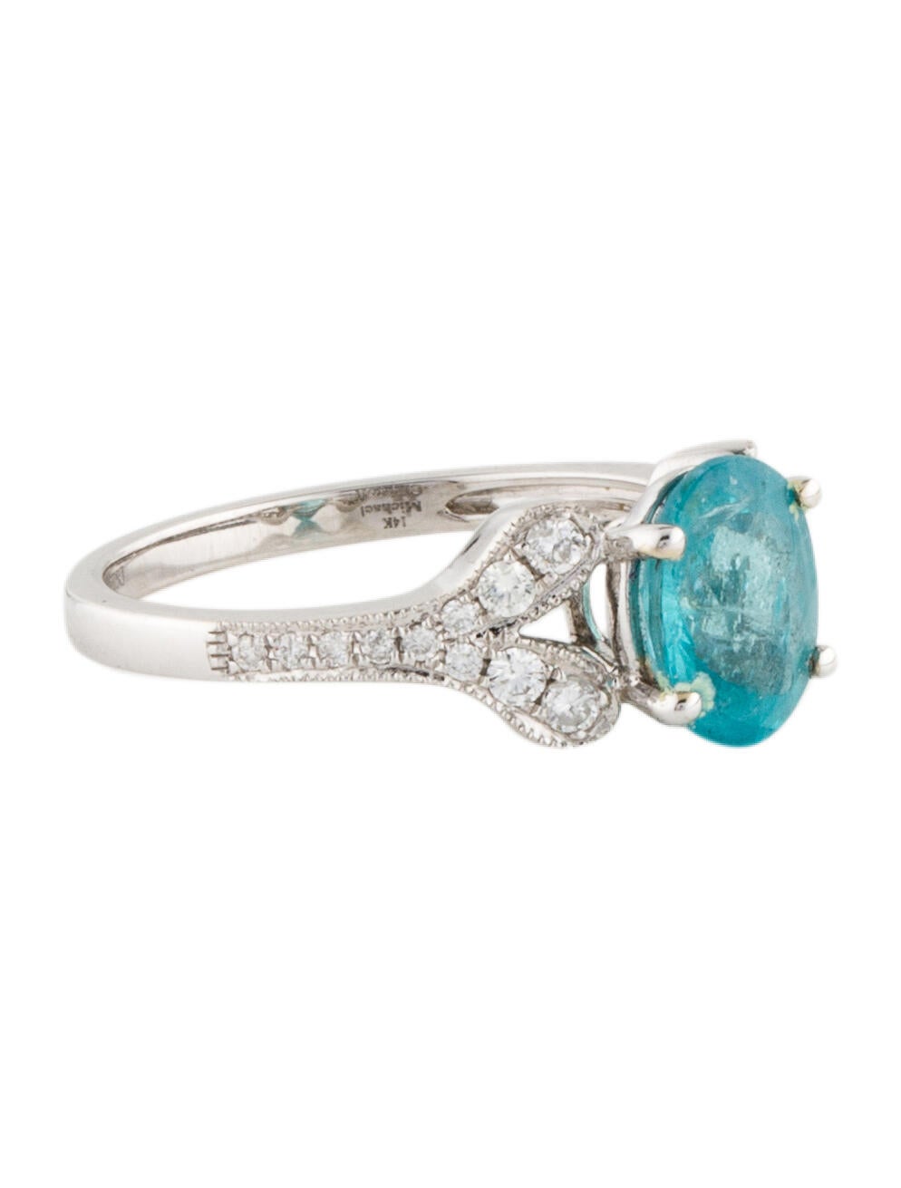 Ring Michael Christoff 14K Apatite & Diamond Cocktail Ring - Rhodium-Plated 14K White Gold ...