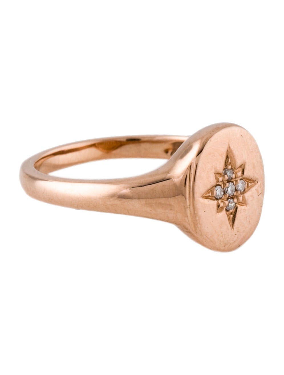 Ring 14K Diamond Star Signet Ring - Signet Ring, Rings - RRING186656 ...