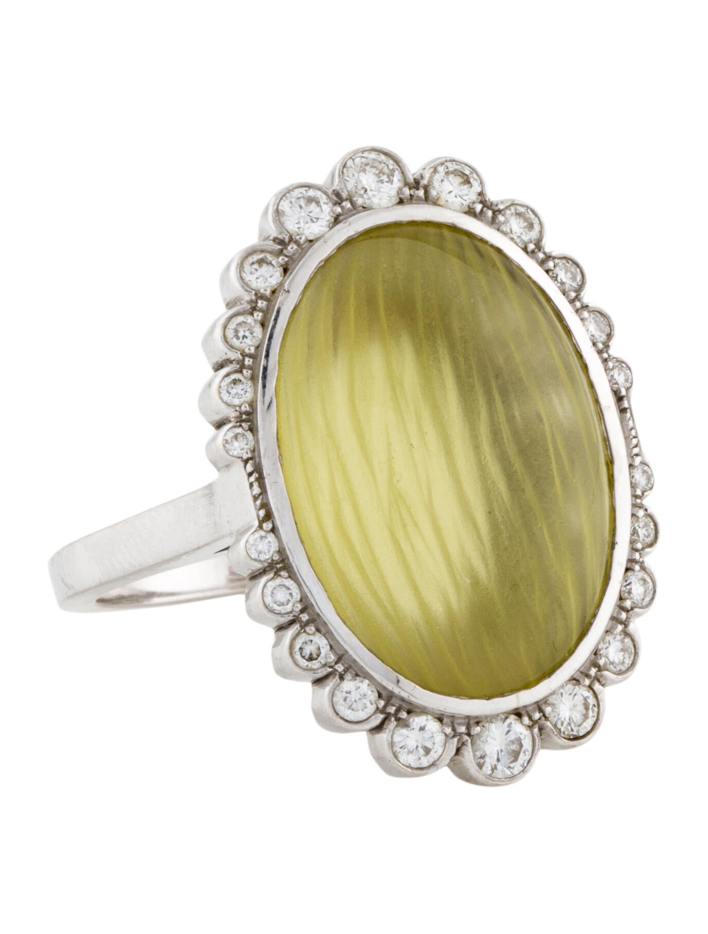 Ring 18K Citrine & Diamond-Accented Cocktail Ring - Rhodium-Plated 18K ...