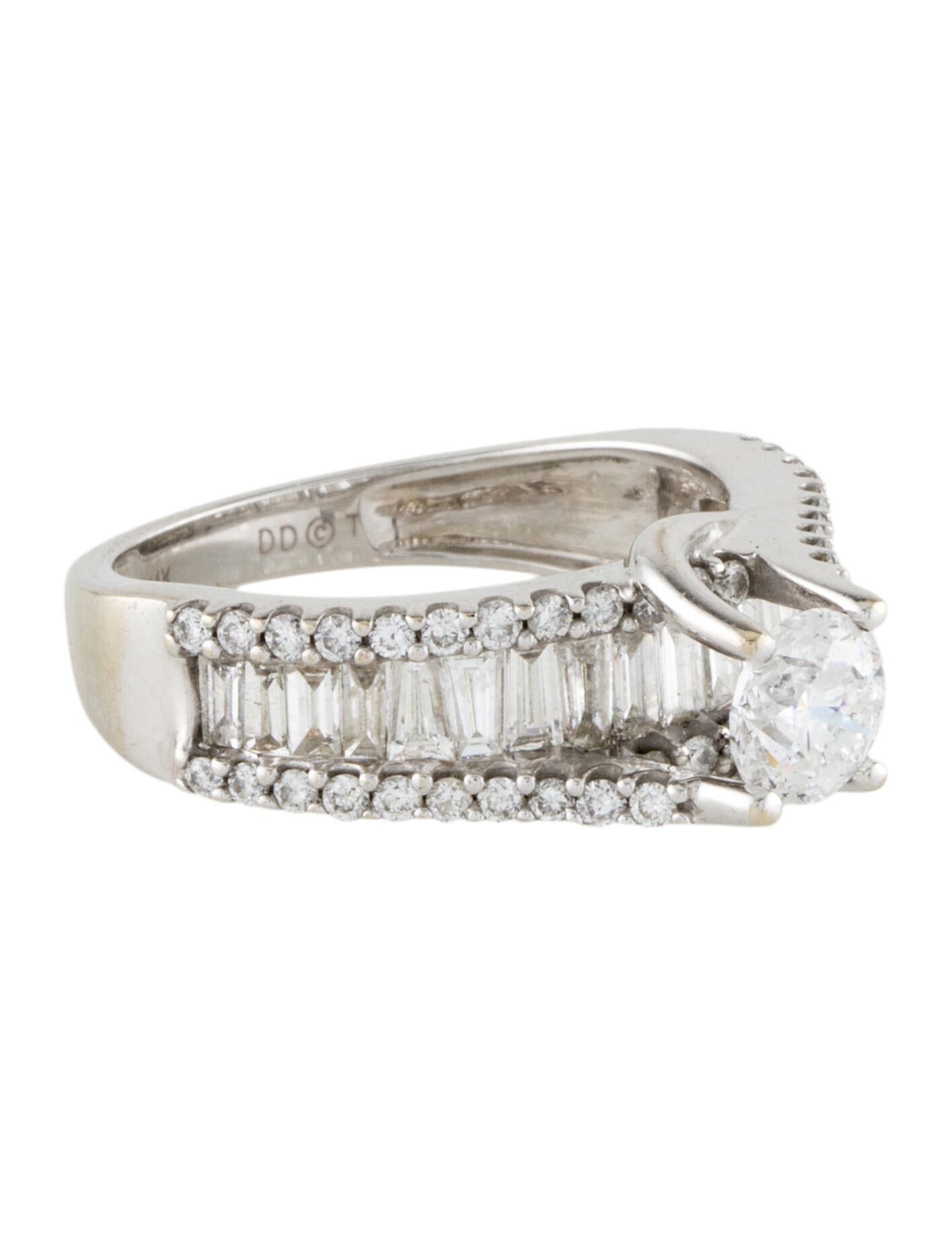 Ring 14K Diamond Engagement Ring - Rhodium-Plated 14K White Gold ...