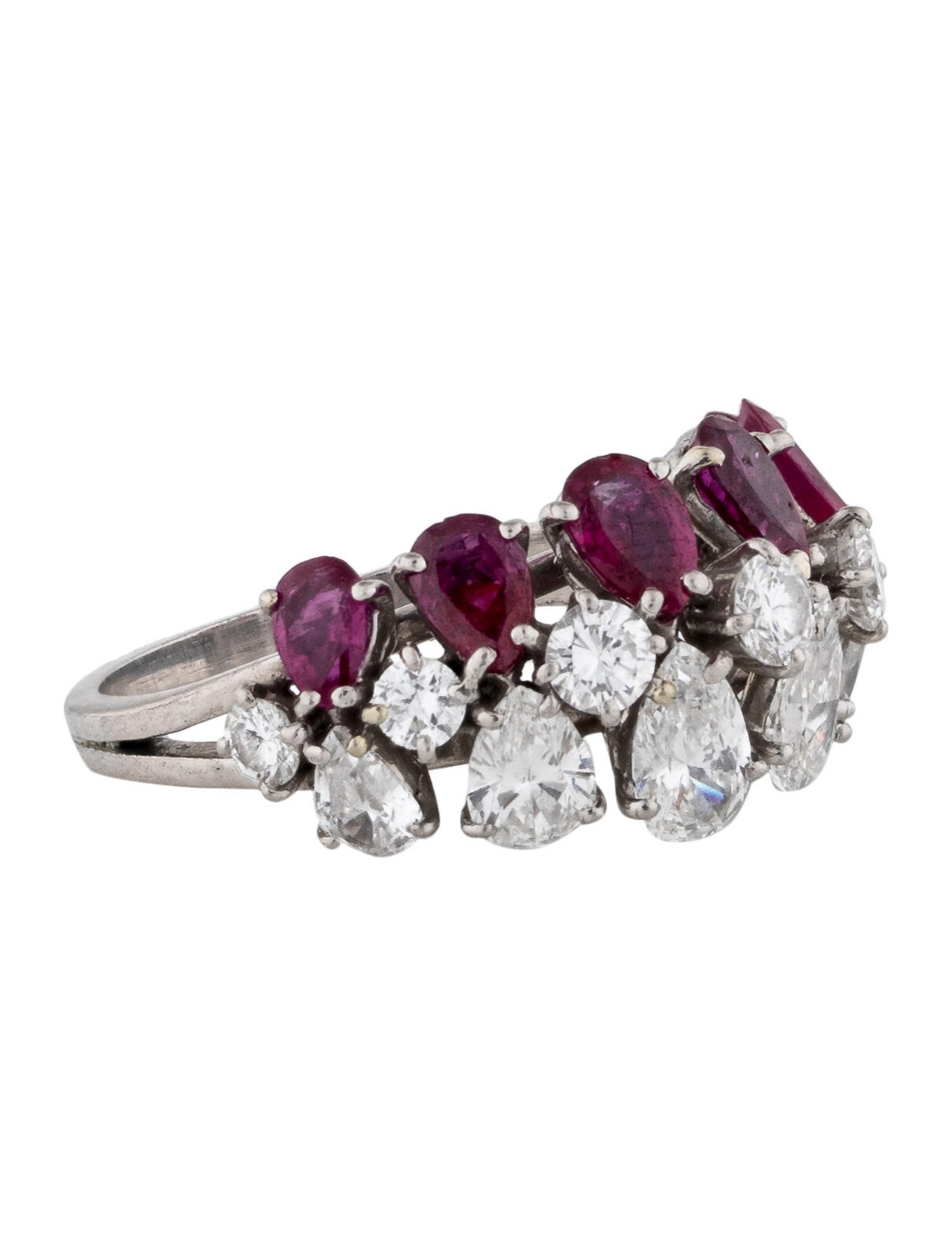 Ring Platinum Diamond & Ruby Cocktail Ring - 900 Platinum Cocktail Ring ...