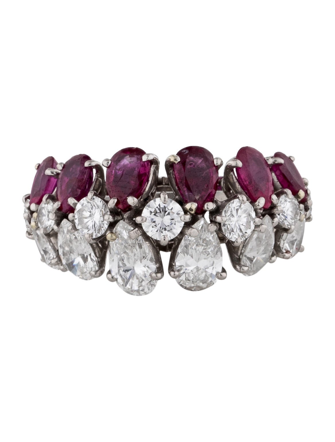Ring Platinum Diamond & Ruby Cocktail Ring - 900 Platinum Cocktail Ring ...