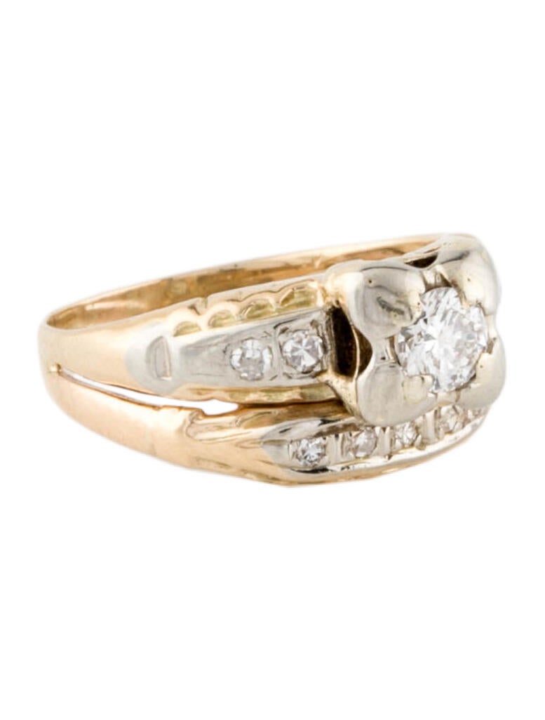 Ring 14K Diamond Engagement Ring - 14K Yellow Gold Engagement Ring ...