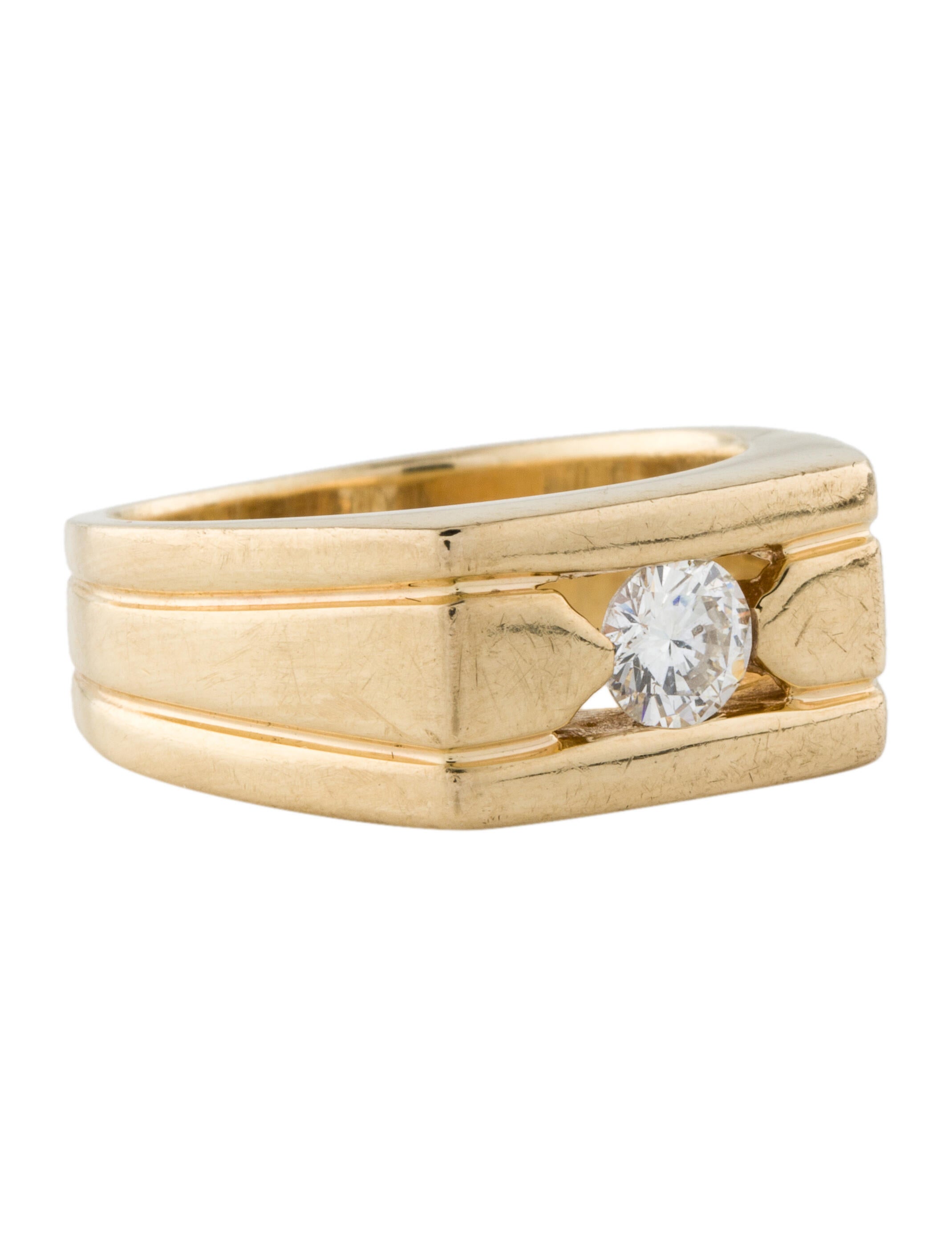 Ring 14K Diamond Signet Ring - 14K Yellow Gold Signet Ring, Rings ...