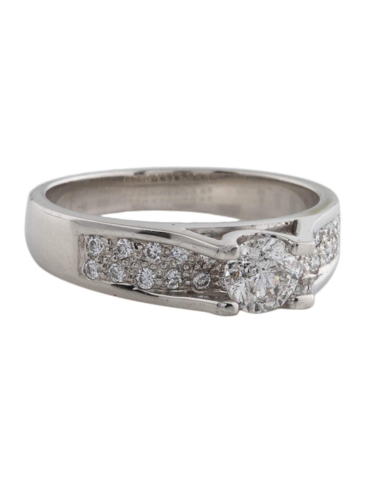 Ring Graduated Diamond Engagement Ring - 18K White Gold Engagement Ring ...