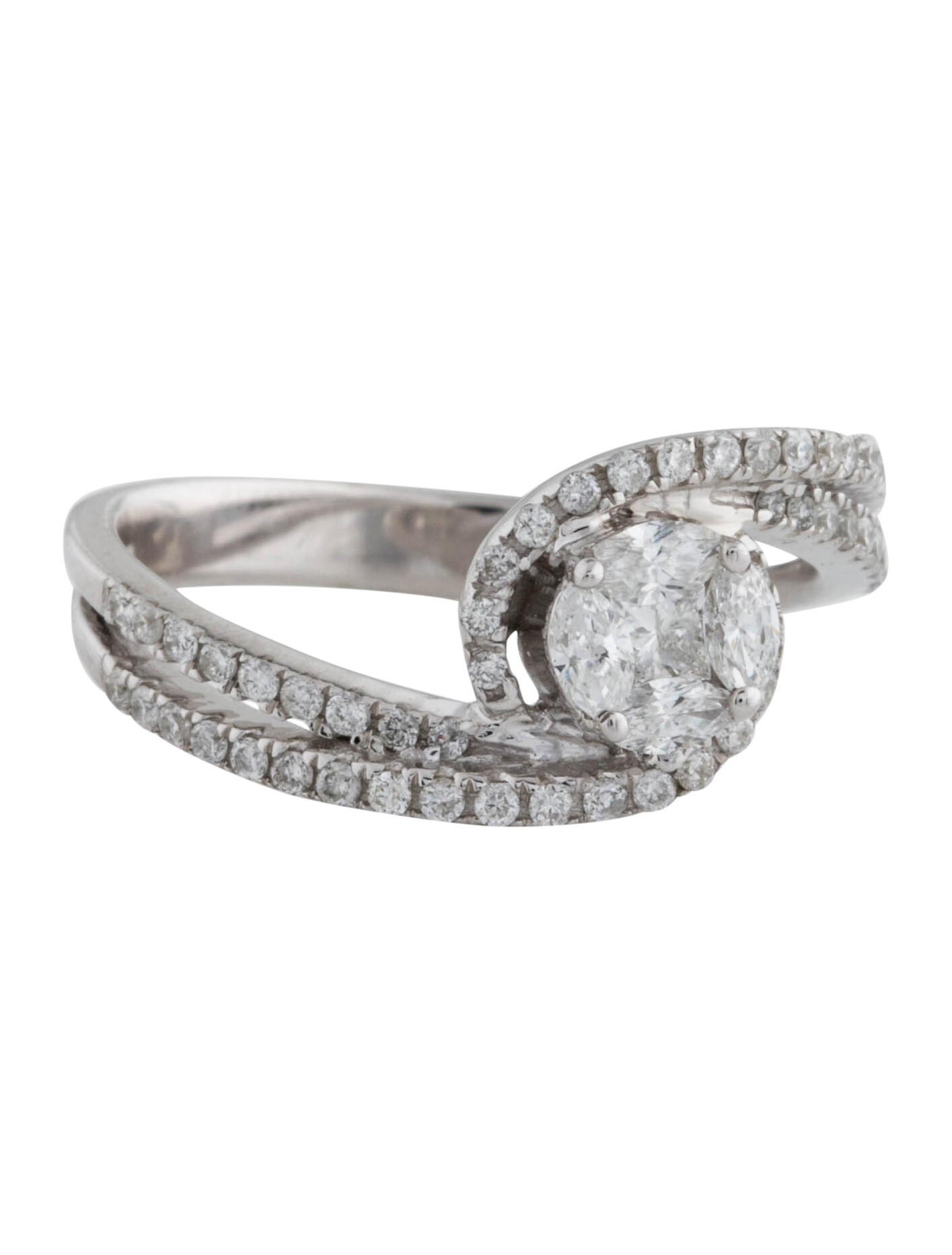 Ring 14K Diamond Engagement Ring - Rhodium-Plated 14K White Gold ...