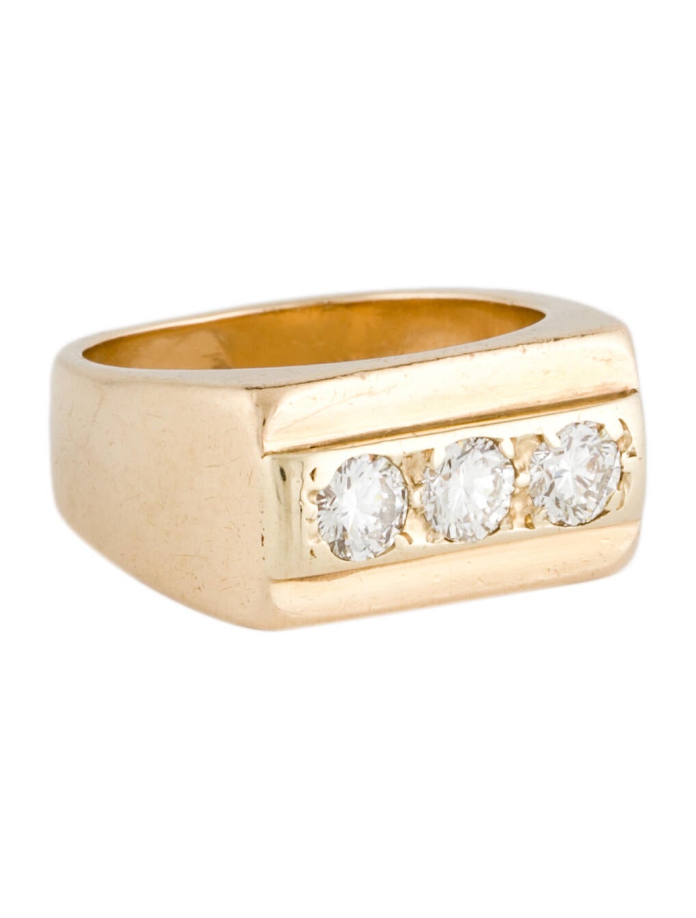 Ring 14K Diamond Signet Ring - 14K Yellow Gold Signet Ring, Rings ...
