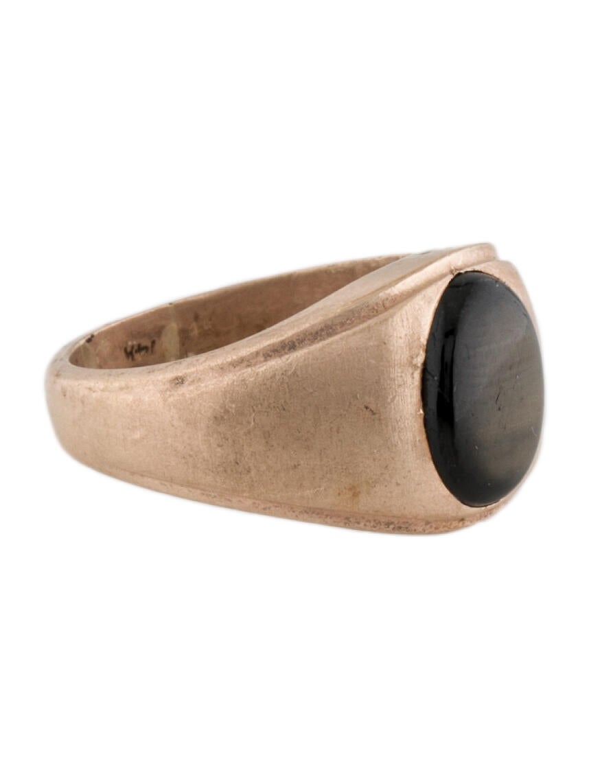 Ring 14K 6.03ct Star Sapphire Signet Ring - 14K Rose Gold Signet Ring ...