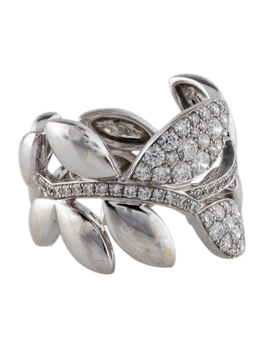 Ring Hulchi Belluni 18K 1.20ctw Diamond Leaves Band - Rhodium-Plated ...