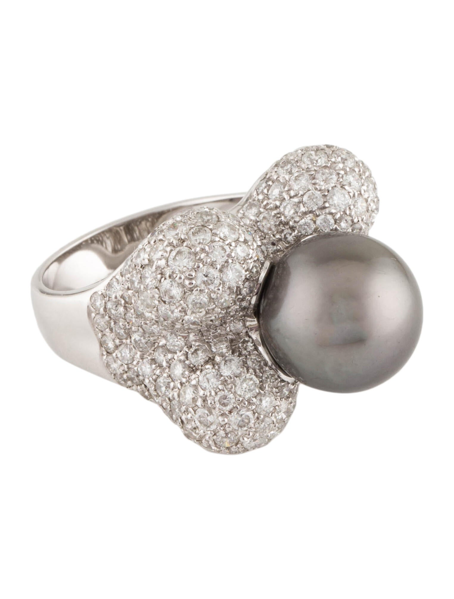 Ring Barry Brinker 18K Pearl & Diamond Cocktail Ring - Rhodium-Plated ...