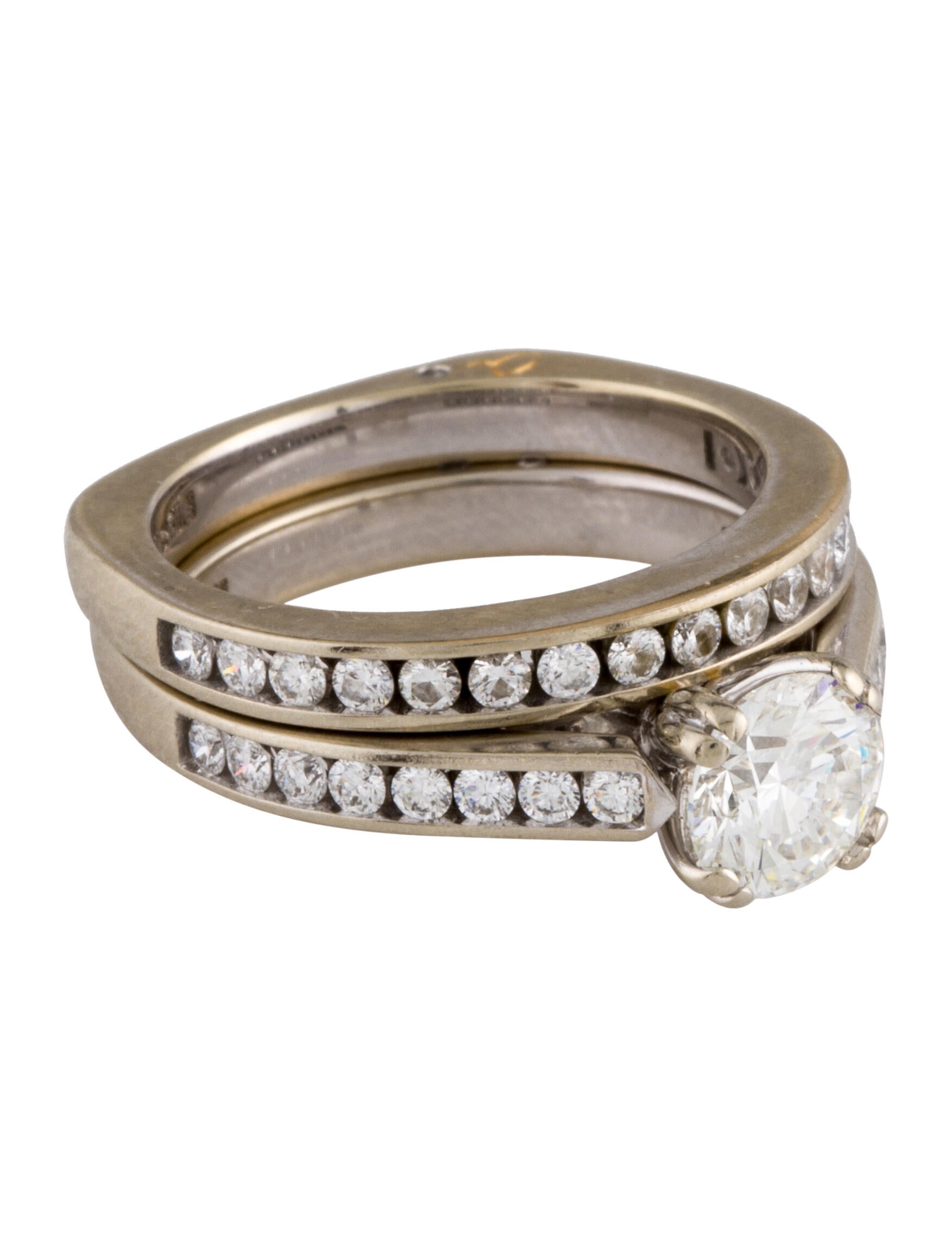 Ring A.Jaffe 18K Diamond Wedding Set - Rhodium-Plated 18K White Gold ...