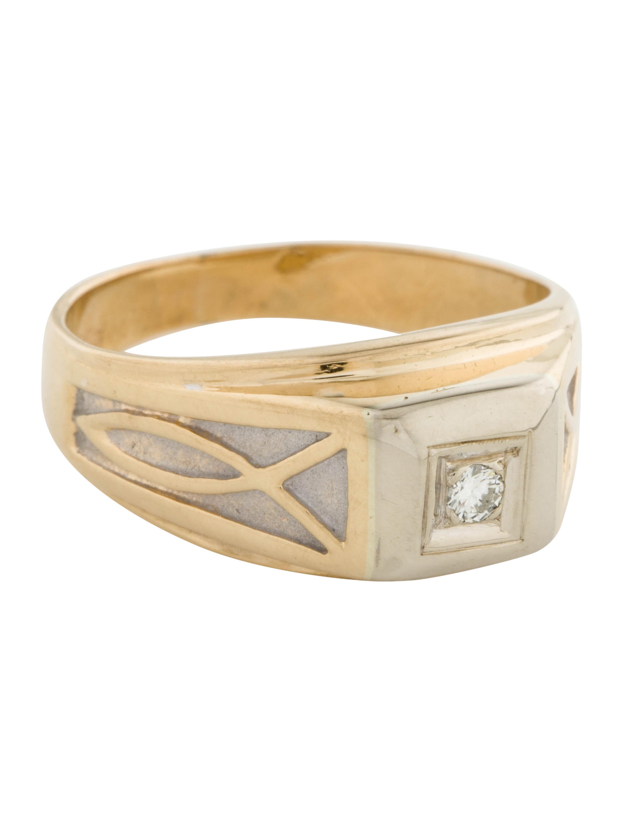 Ring 14K Diamond Signet - 14K Yellow Gold Signet Ring, Rings | The RealReal