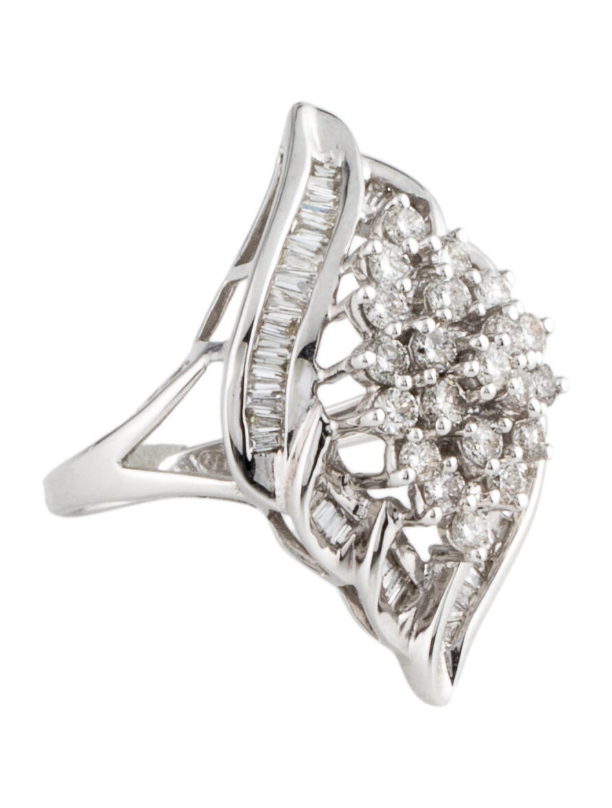 Ring 14K Diamond Cocktail Ring - Rhodium-Plated 14K White Gold Cocktail ...
