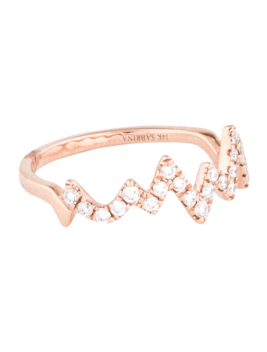 Ring 14K Diamond Heart Beat Band - 14K Rose Gold Band, Rings ...