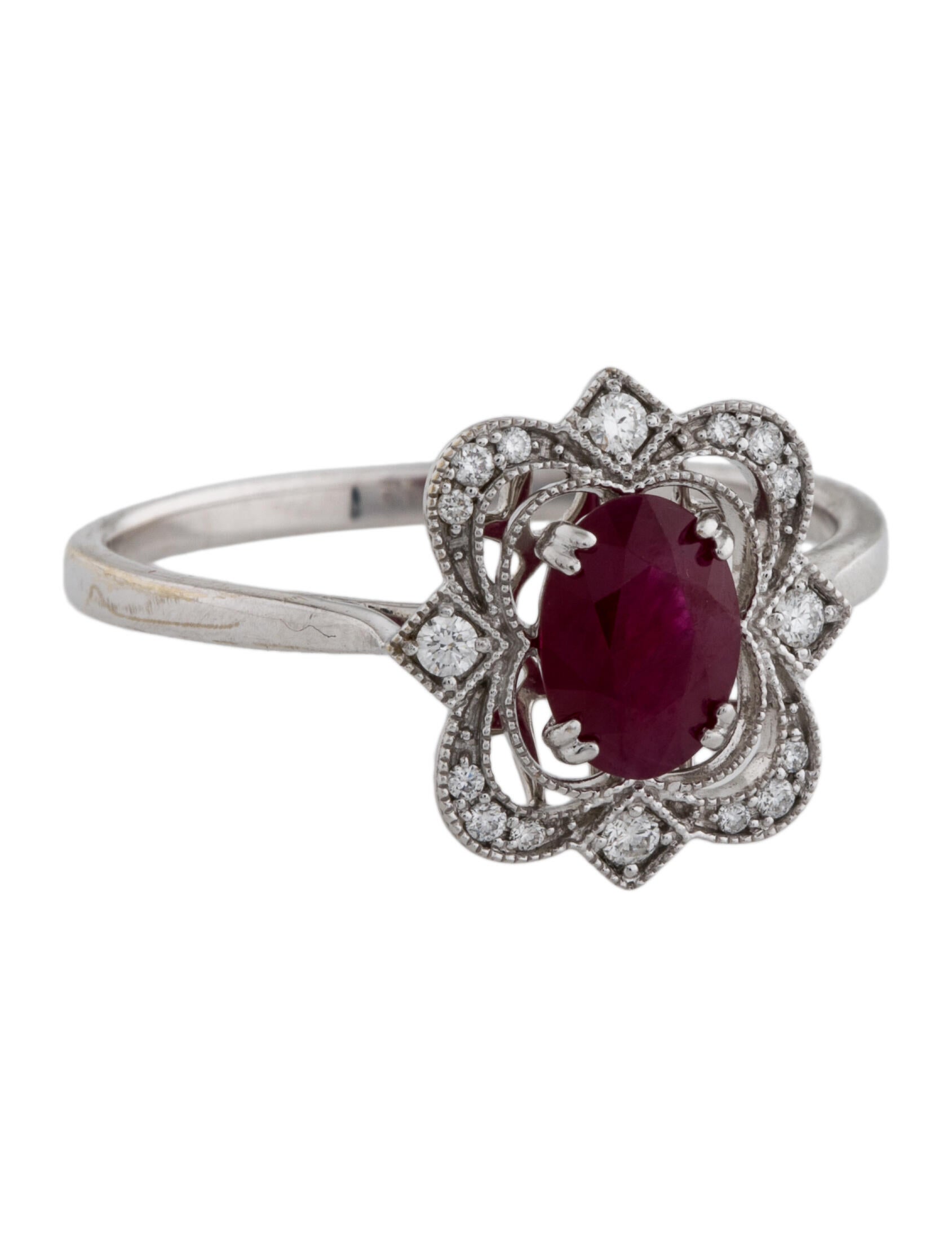 Ring 18K Ruby & Diamond Cocktail Ring - 18K White Gold Cocktail Ring ...