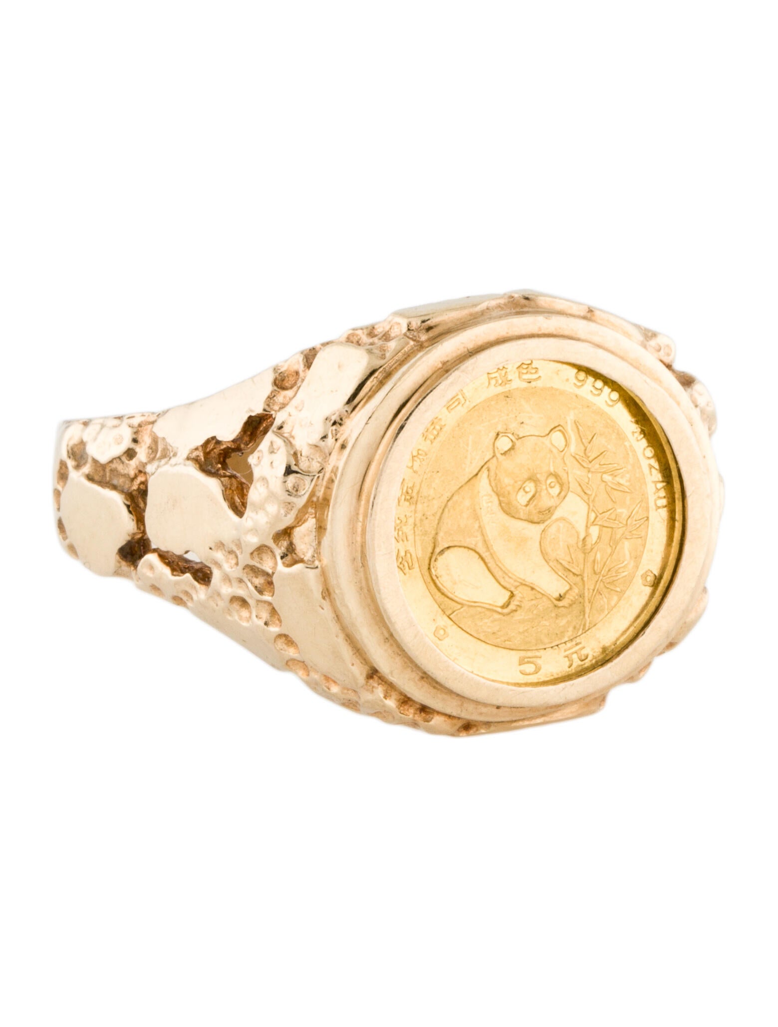 Ring 14K Panda Coin Signet Ring - 14K Yellow Gold Cocktail Ring, Rings ...