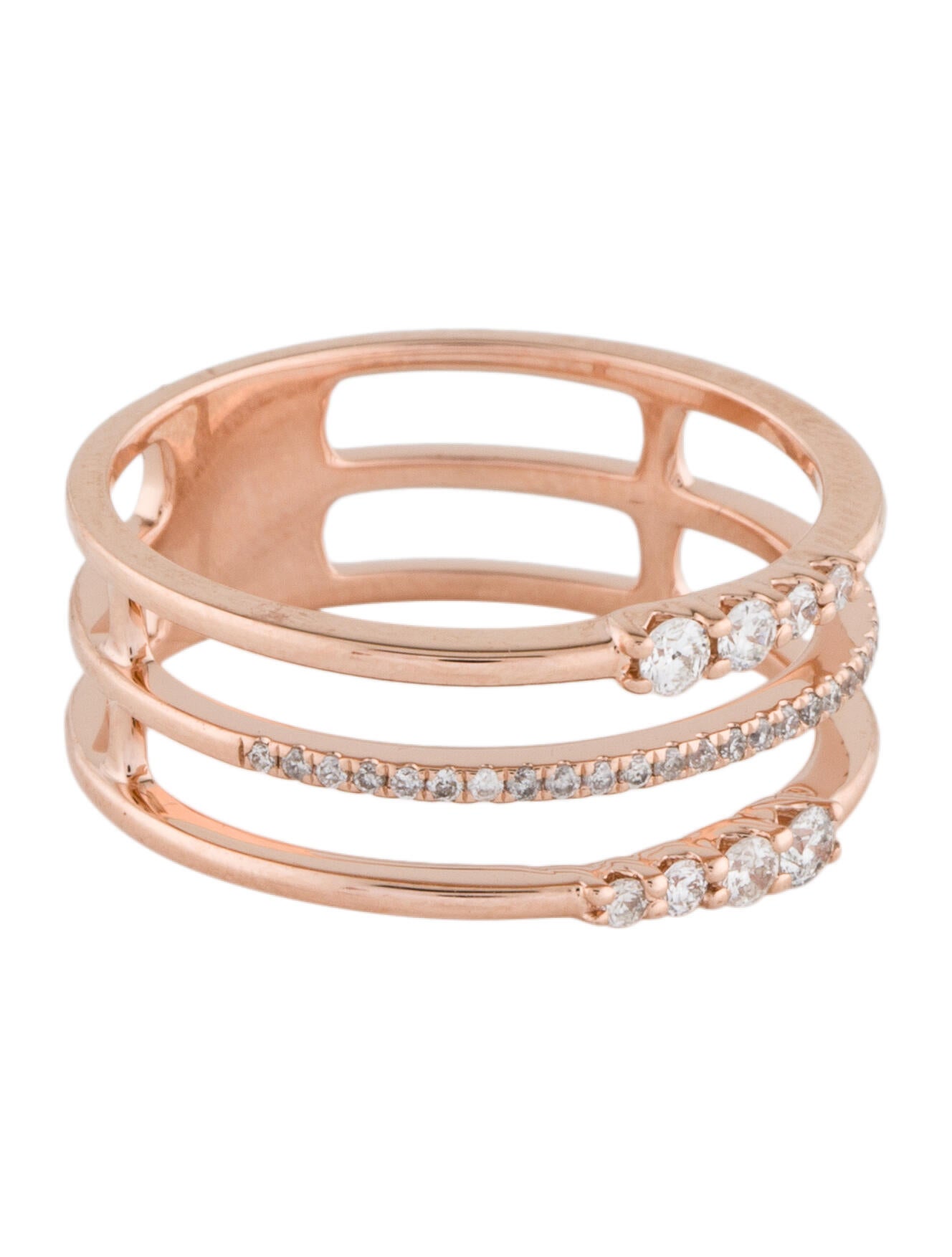 Ring 14K Diamond Strand Band - 14K Rose Gold Band, Rings - RRING215905 ...