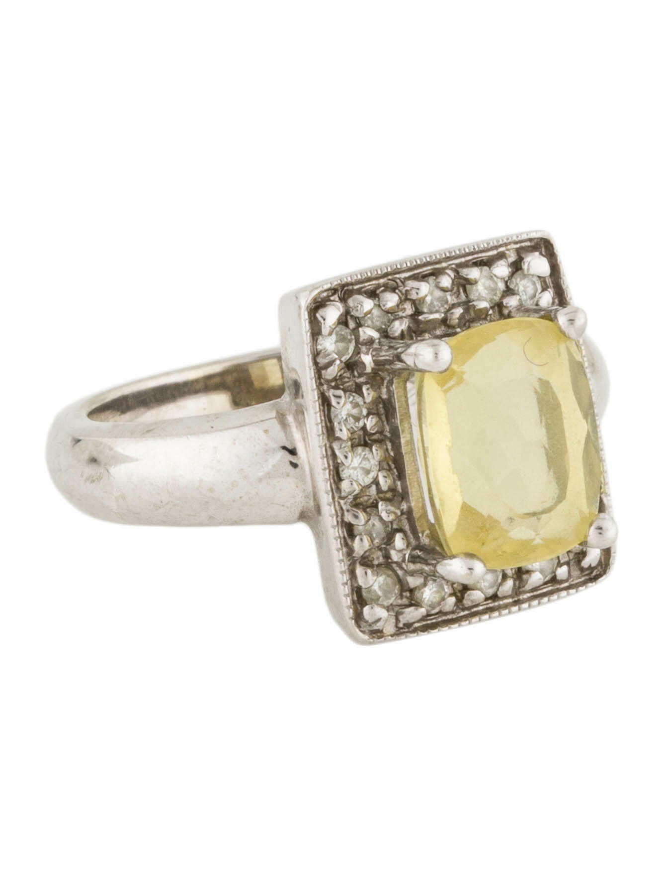 Ring 14K Heliodor & Diamond Cocktail Ring - Rhodium-Plated 14K White ...