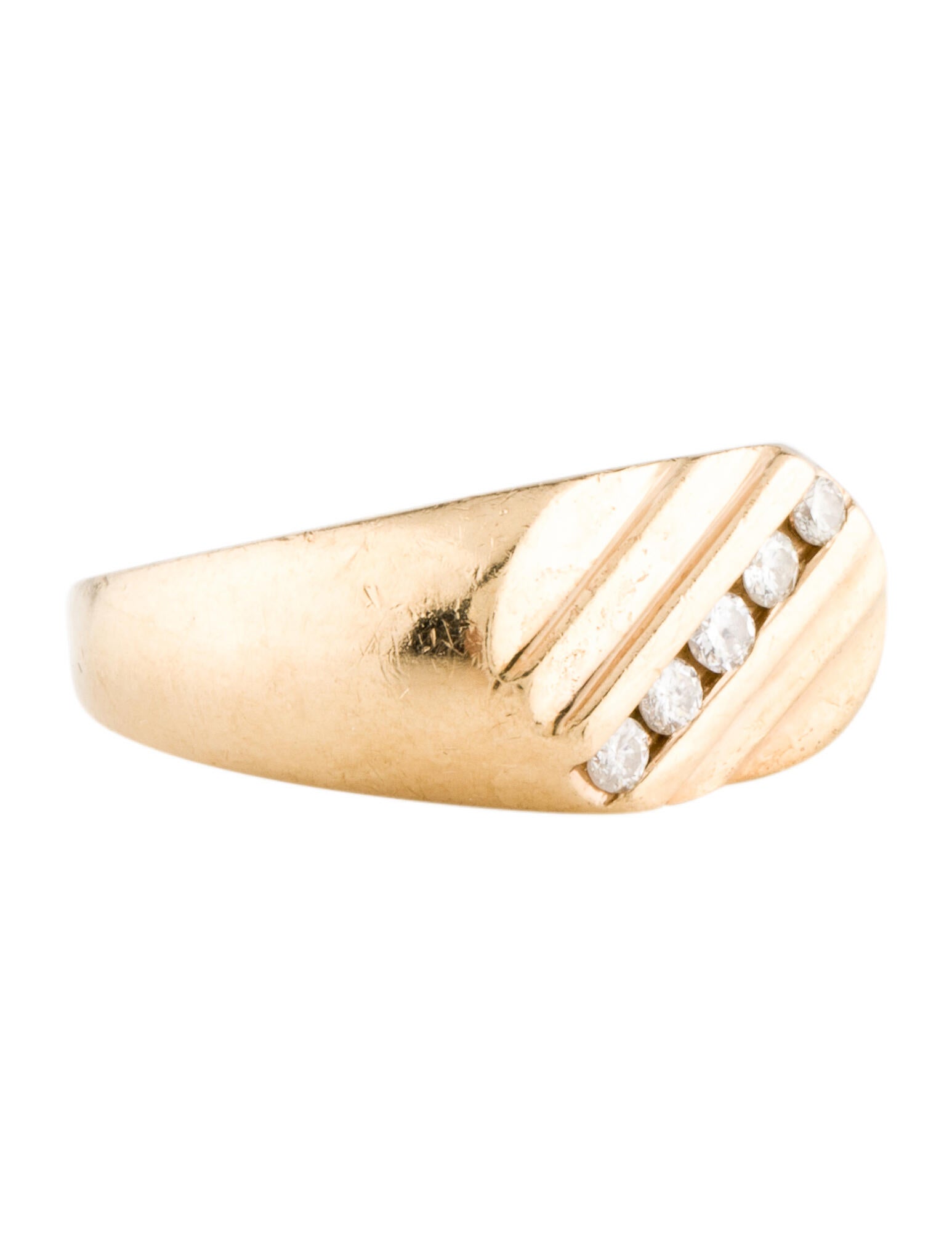 Ring 14K Diamond Signet Ring - 14K Yellow Gold Signet Ring, Rings ...
