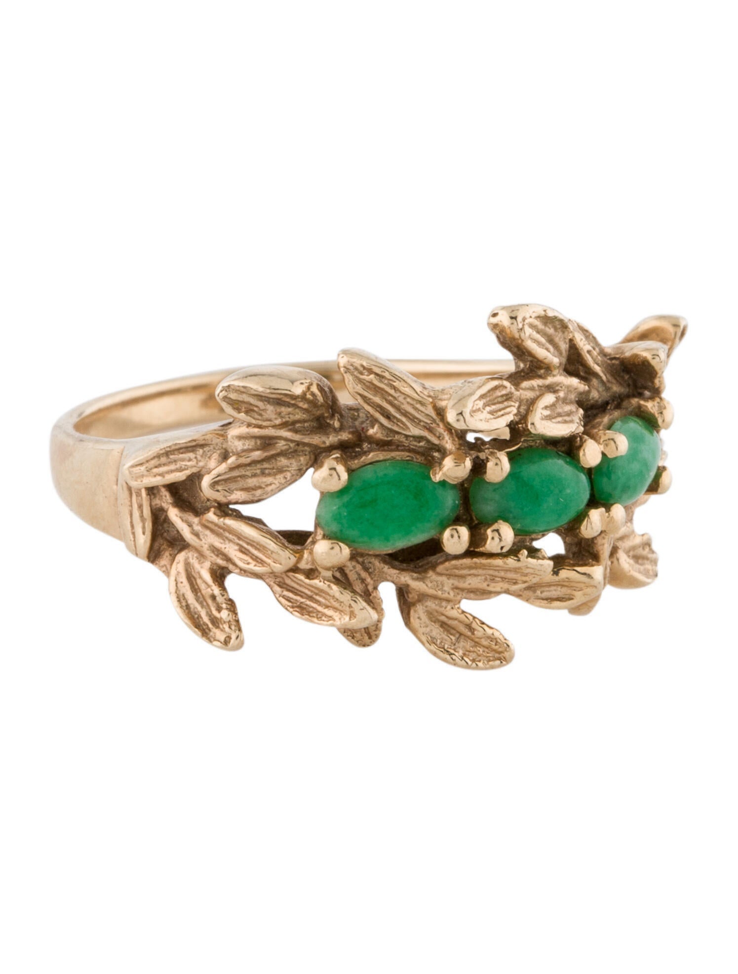Ring 14K Dyed Jadeite Cocktail Ring - 14K Yellow Gold Cocktail Ring ...