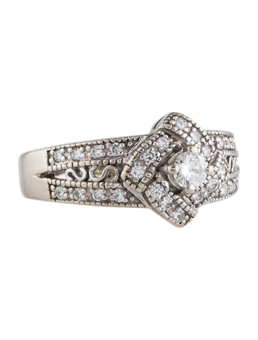Ring 12K Diamond Crossover Ring - 12K White Gold Cocktail Ring, Rings ...