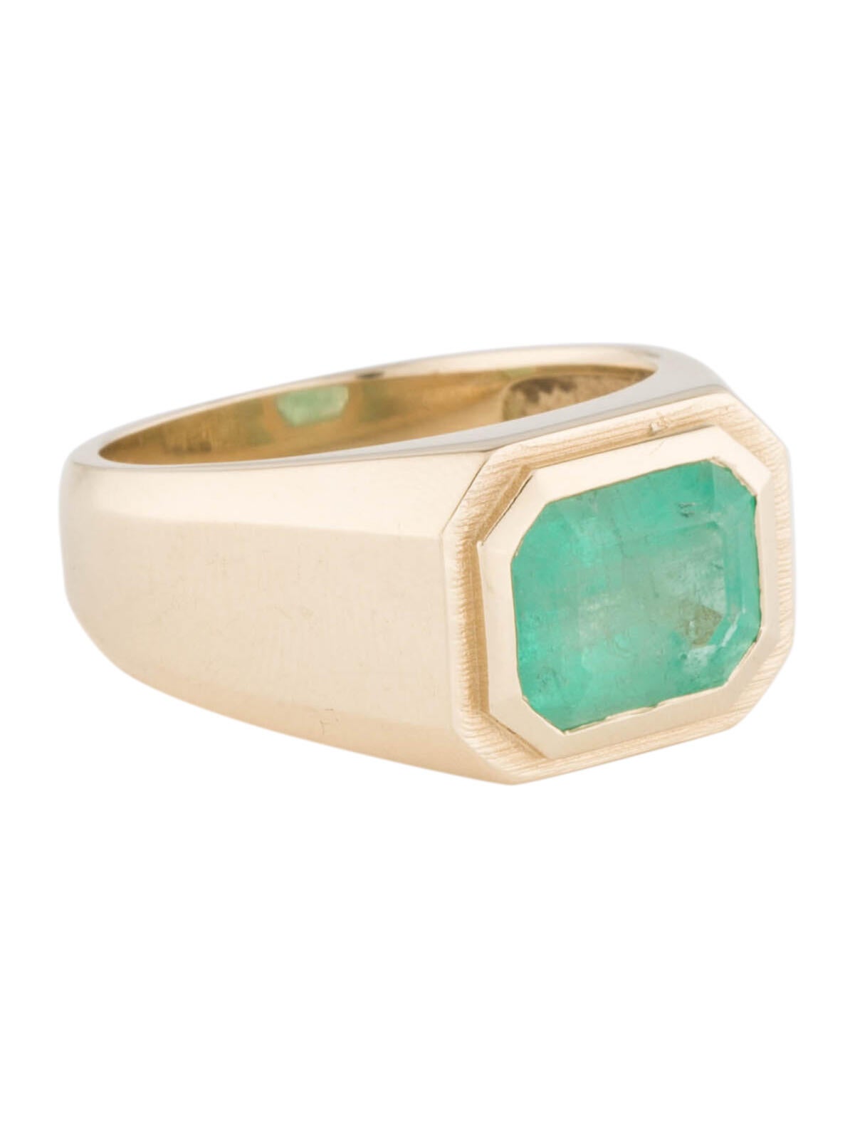 Ring 14K 5.06ct Emerald Signet Ring - 14K Yellow Gold Signet Ring, Rings - RRING224167 | The ...