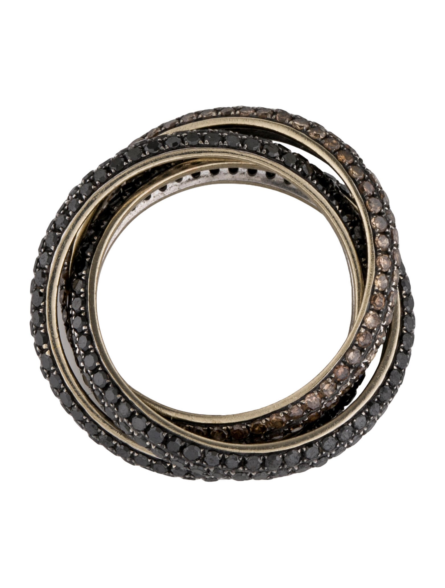 Ring 14K Diamond 3 Ring Interlocking Bands - 14K White Gold Band, Rings ...