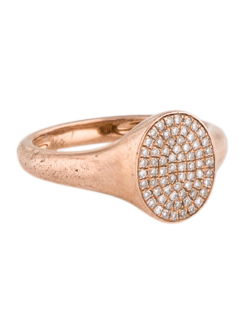 Ring 14K Diamond Signet Ring - 14K Rose Gold Signet Ring, Rings - RRING224752 | The RealReal