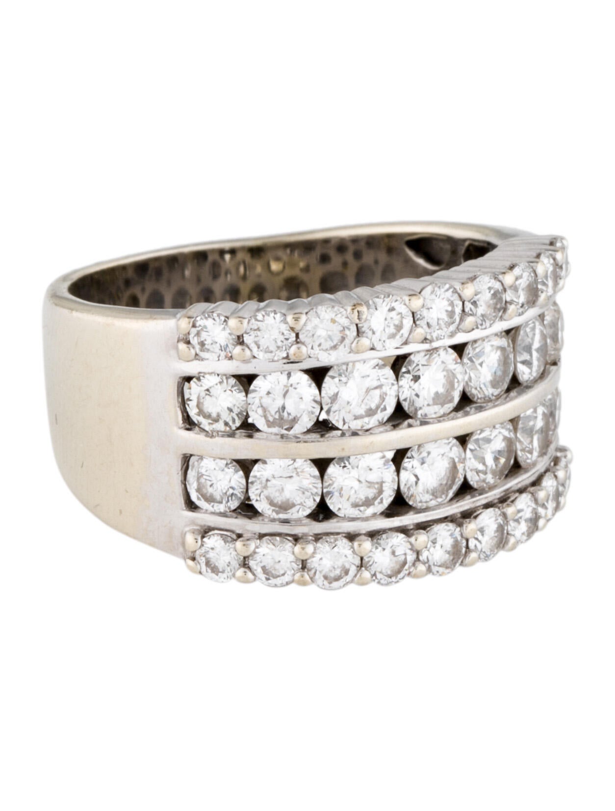 Ring 14K Diamond Wide Band - Rhodium-Plated 14K White Gold Band, Rings ...