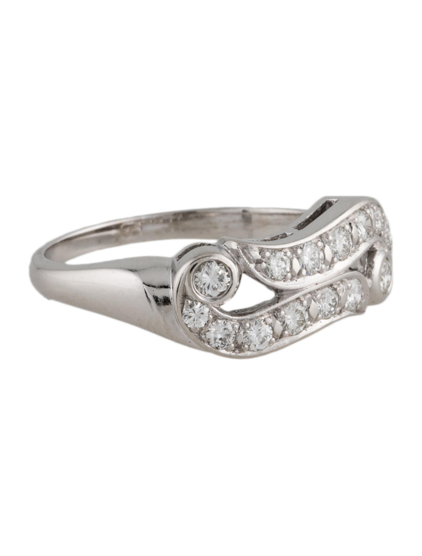 Ring 14K Diamond Wave Band - 14K White Gold Band, Rings - RRING227764 ...