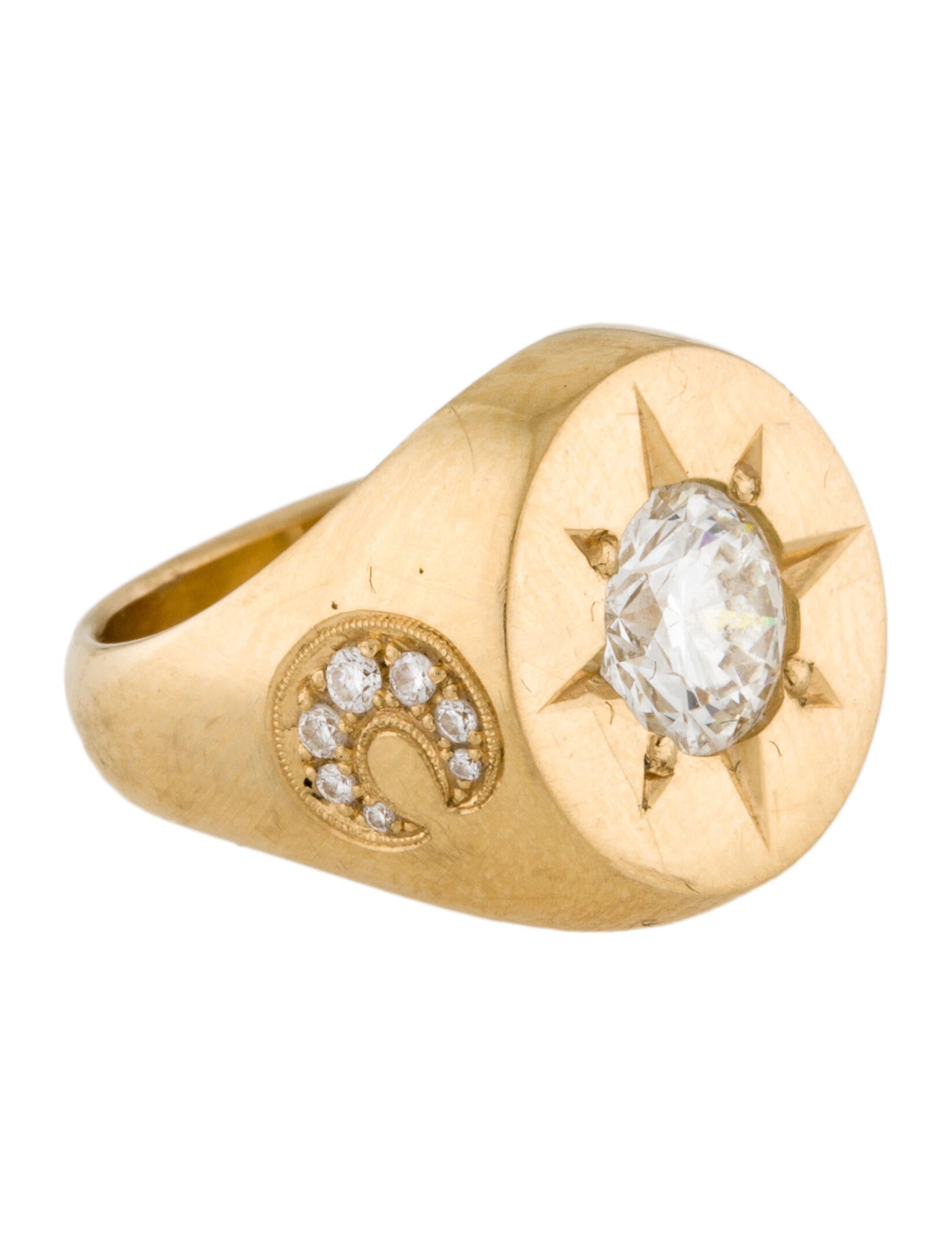 Ring 18K Diamond Letter 'C' Signet Ring - 18K Yellow Gold Signet Ring ...