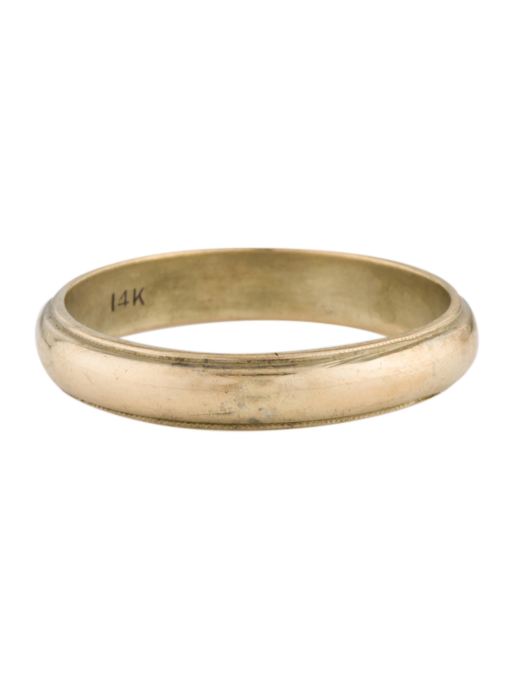 Ring 14k Milgrain Wedding Band - 14k Yellow Gold Wedding Band, Rings 