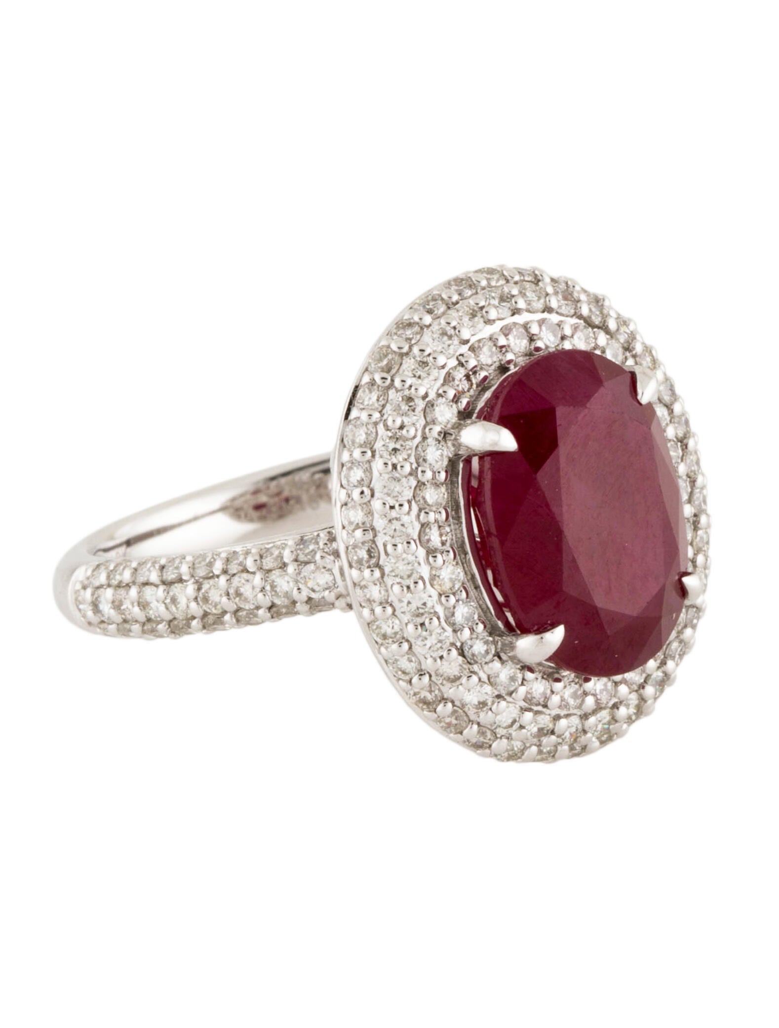 Ring 18K 4.93ct Ruby & Diamond Cocktail Ring - Rhodium-Plated 18K White ...