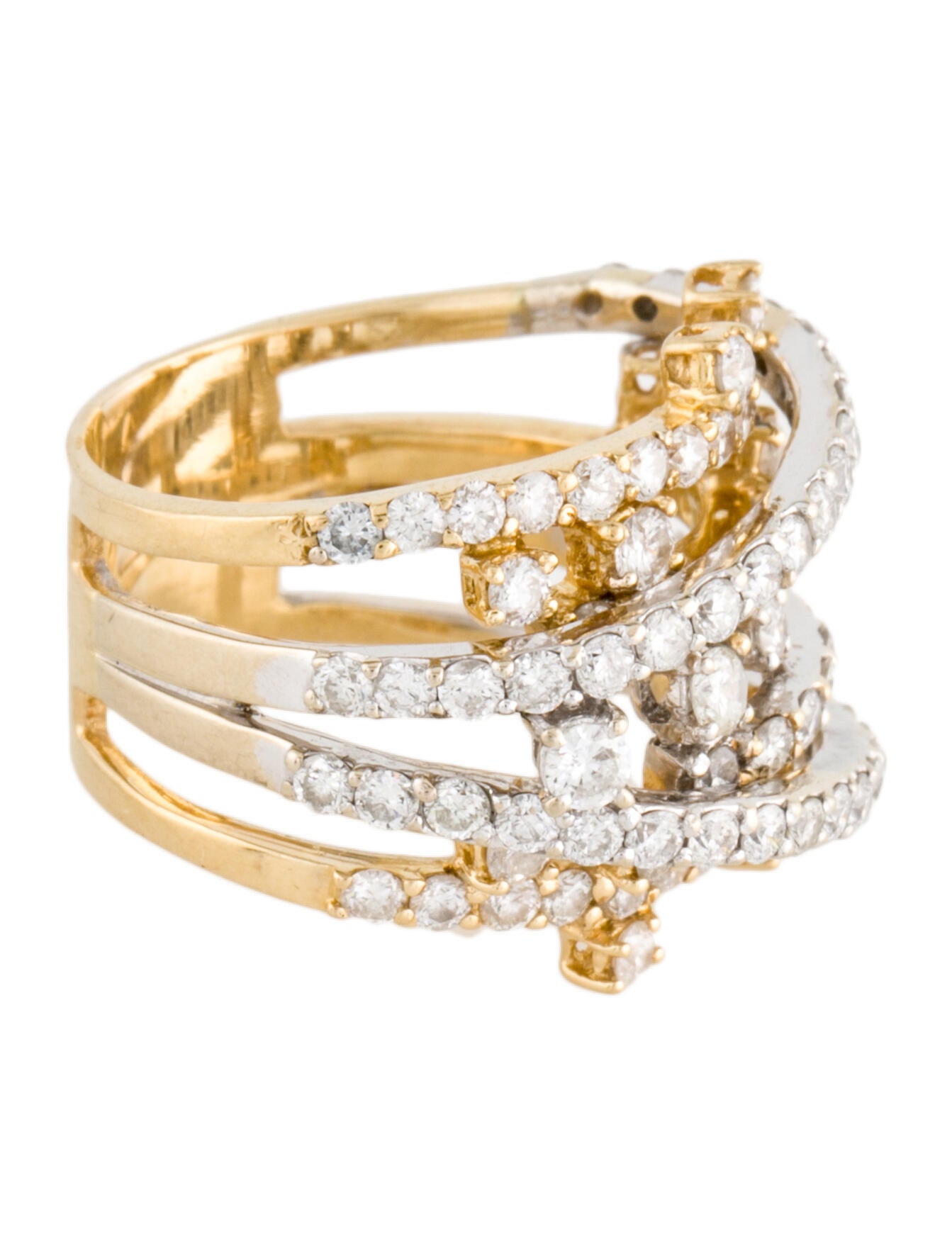 Ring 18K 2.97ctw Diamond Crossover Band - 18K Yellow Gold Band, Rings ...