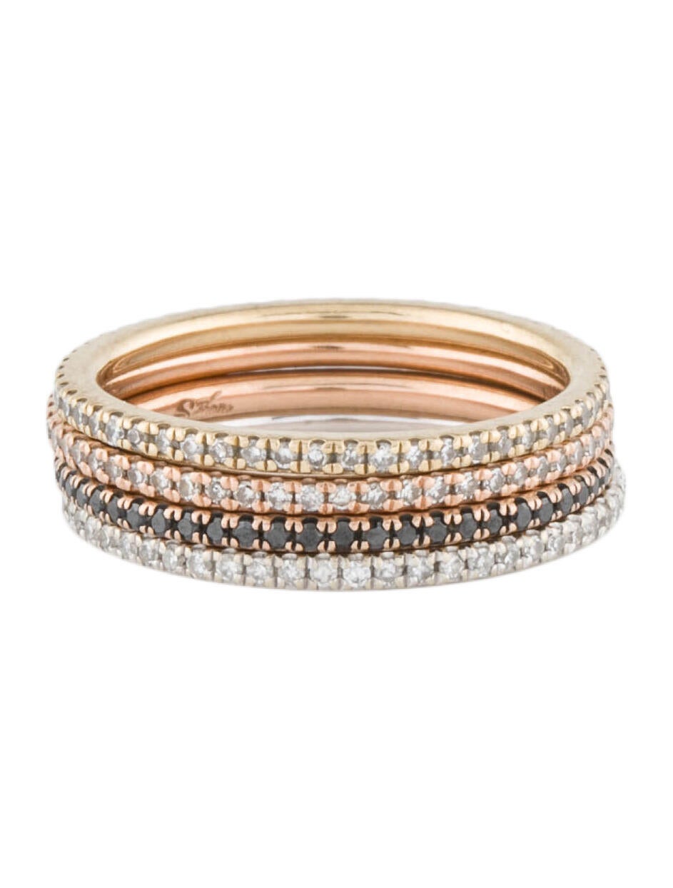 Ring 14K Diamond Eternity Stack Set Rings - 14K Yellow Gold Eternity ...