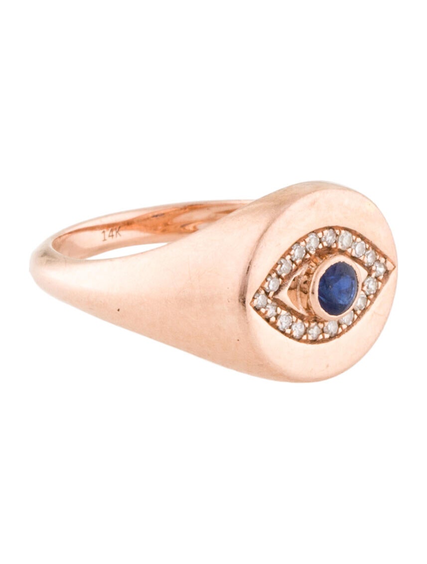 Ring 14K Sapphire & Diamond Evil Eye Signet Ring - Signet Ring, Rings ...