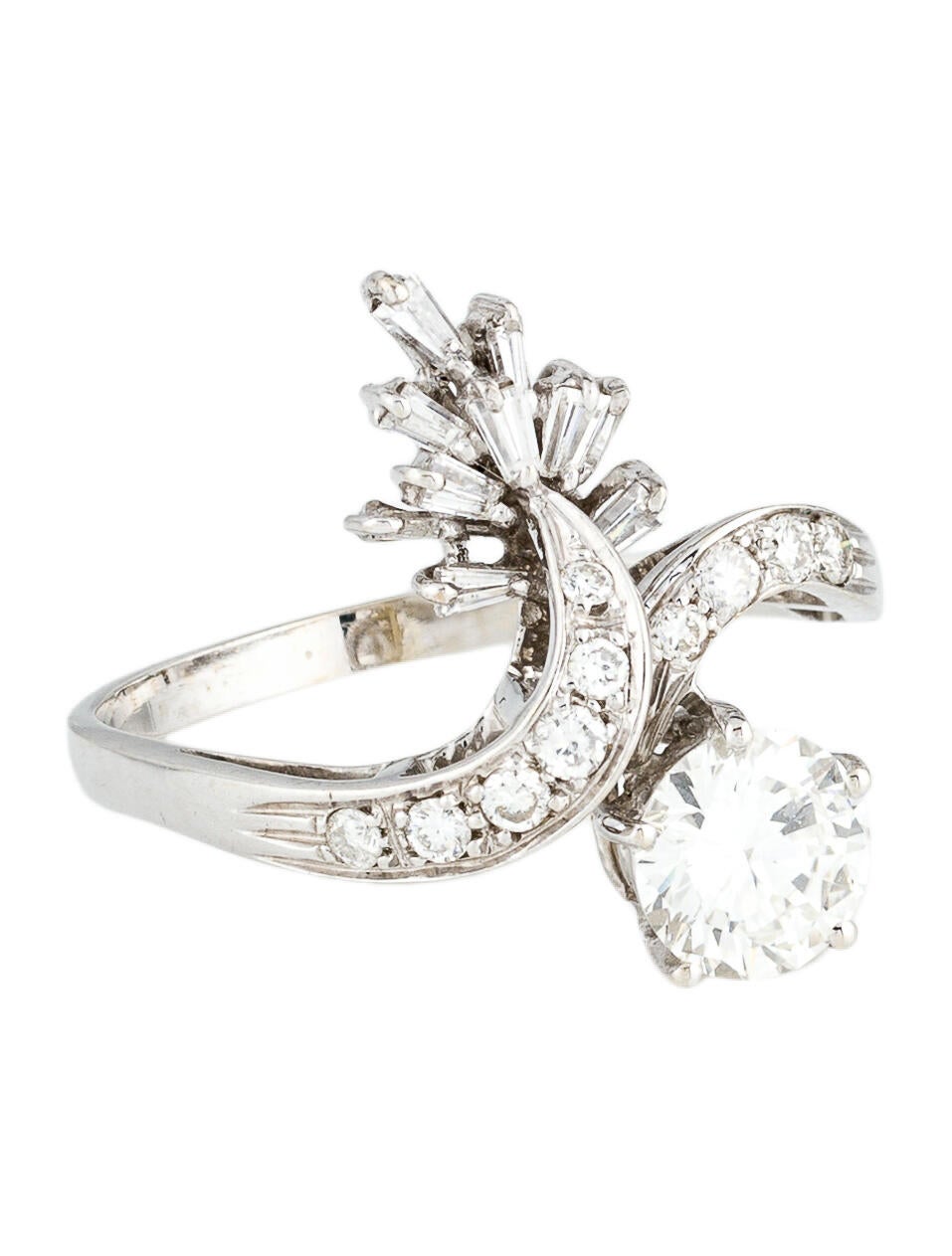 Ring 18K 1.68ctw Diamond Cocktail Ring - Rhodium-Plated 18K White Gold ...