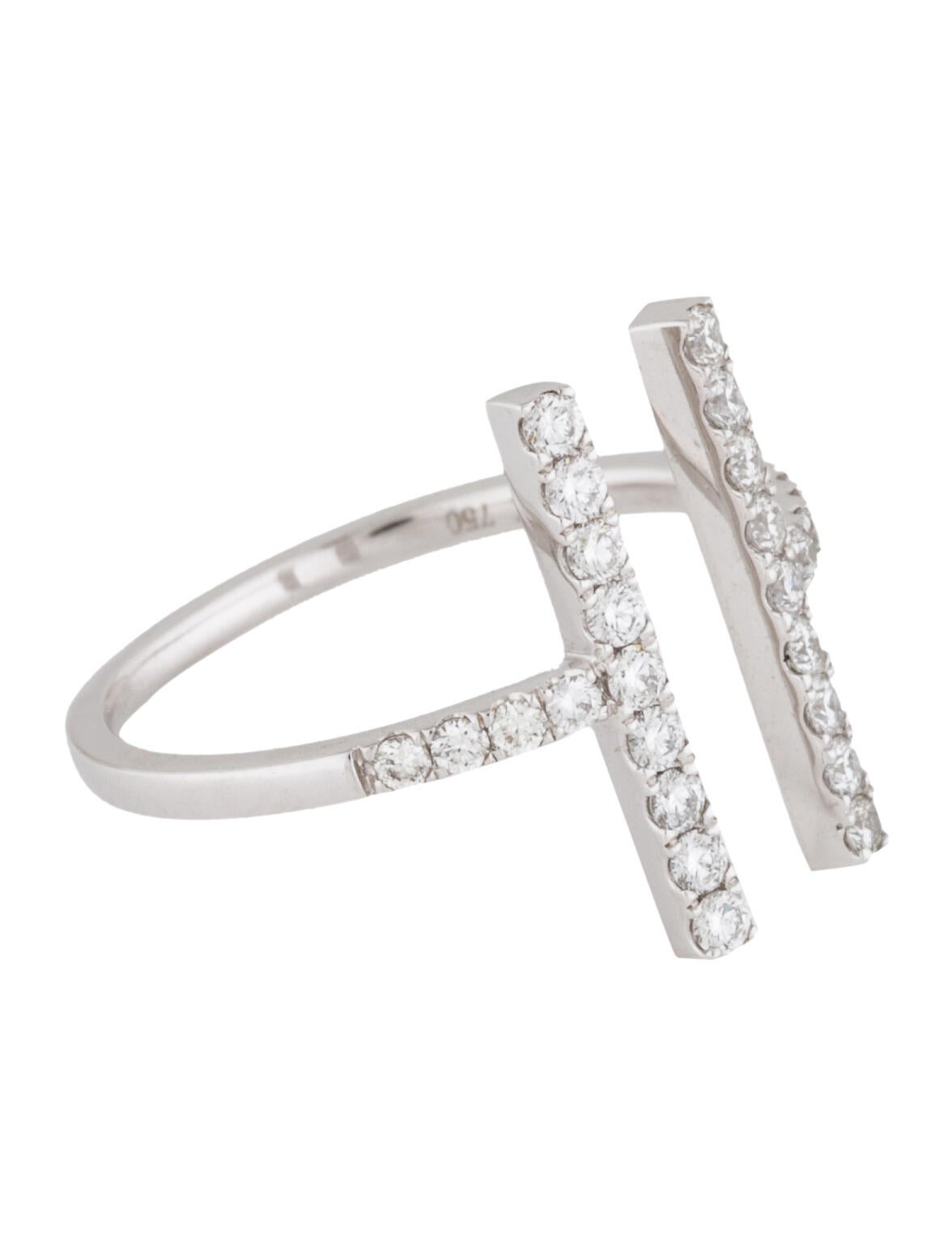 Ring 18K Diamond Open Bar Ring - 18K White Gold Cocktail Ring, Rings - RRING231046 | The RealReal