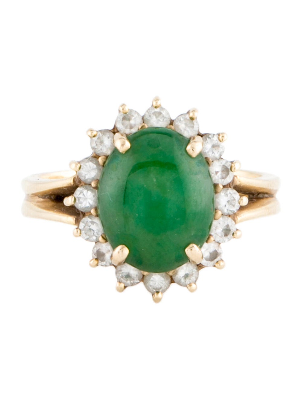 Ring 18K Dyed Jadeite & Diamond Halo Ring - Gem