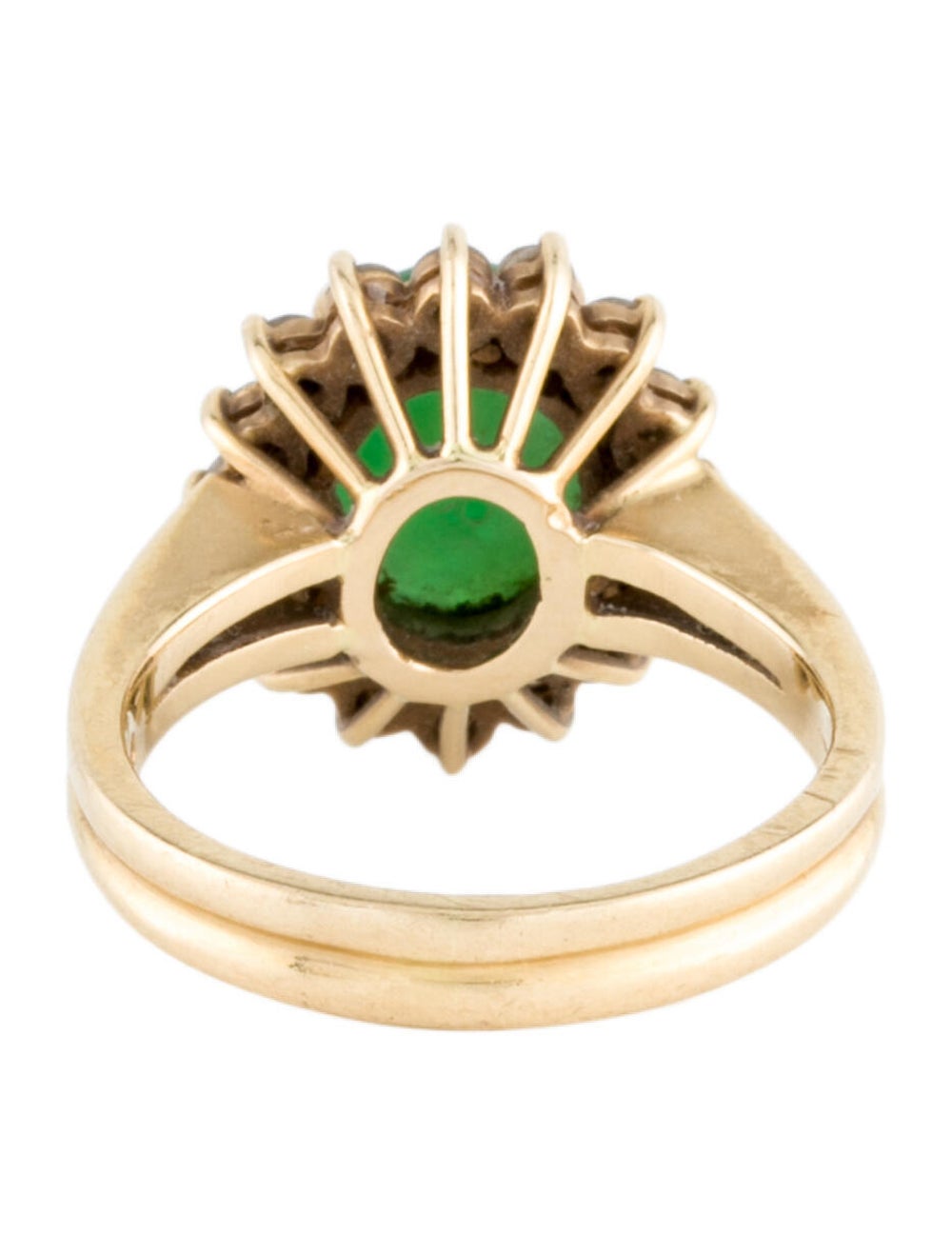 Ring 18K Dyed Jadeite & Diamond Halo Ring - Gem