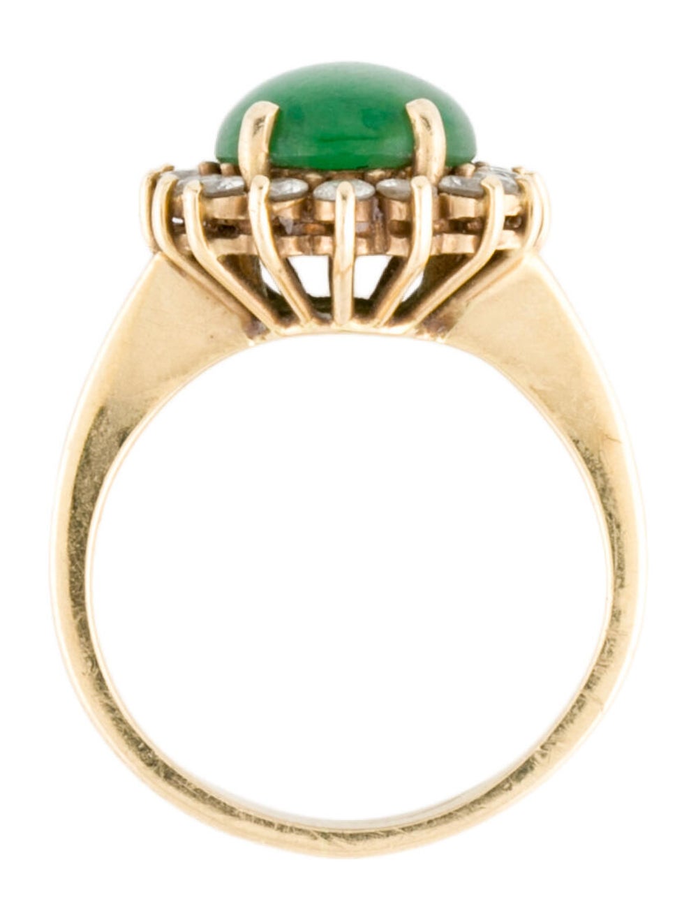 Ring 18K Dyed Jadeite & Diamond Halo Ring - Gem