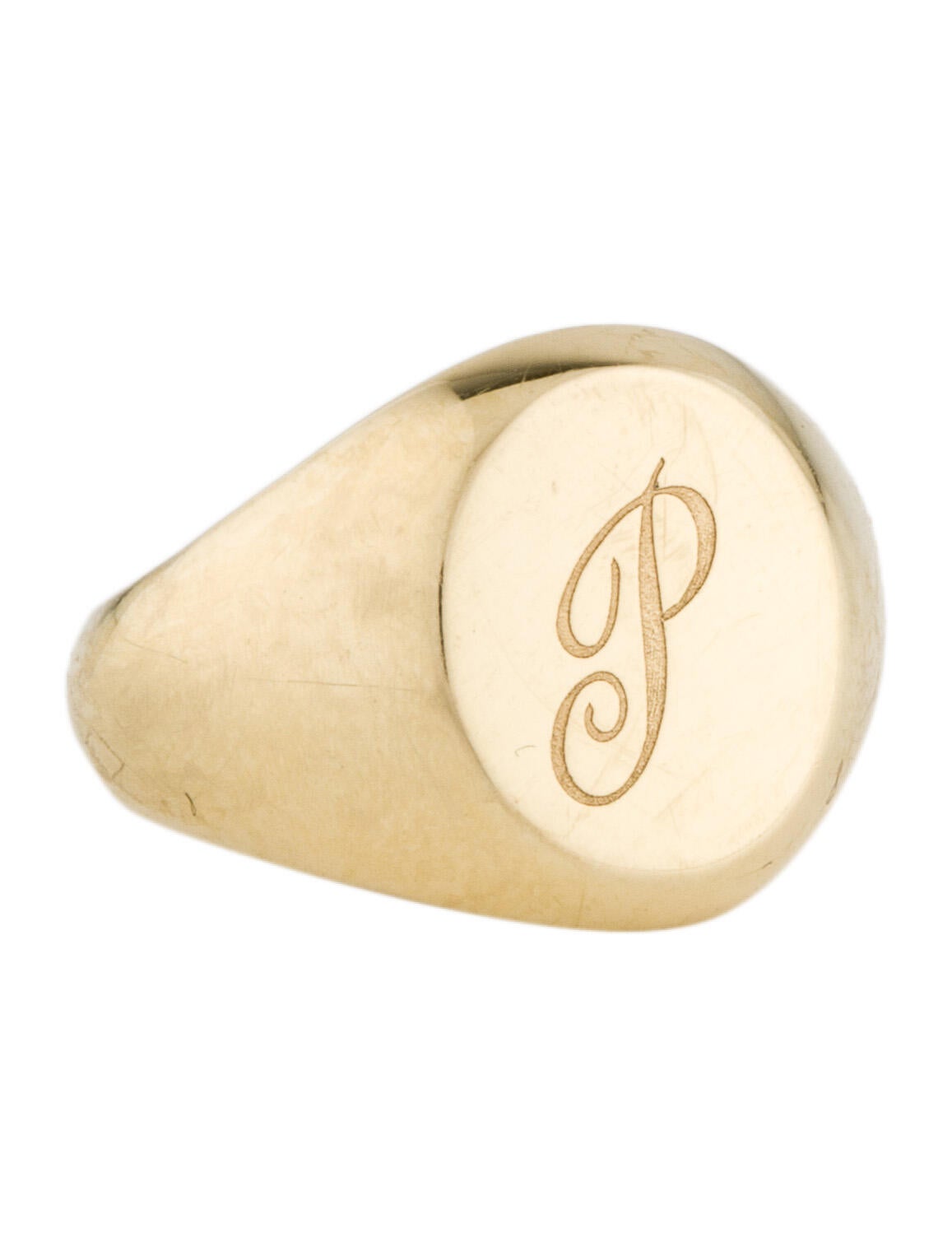 Ring 14K 'P' Mini Signet Ring - Signet Ring, Rings - RRING232355 | The ...