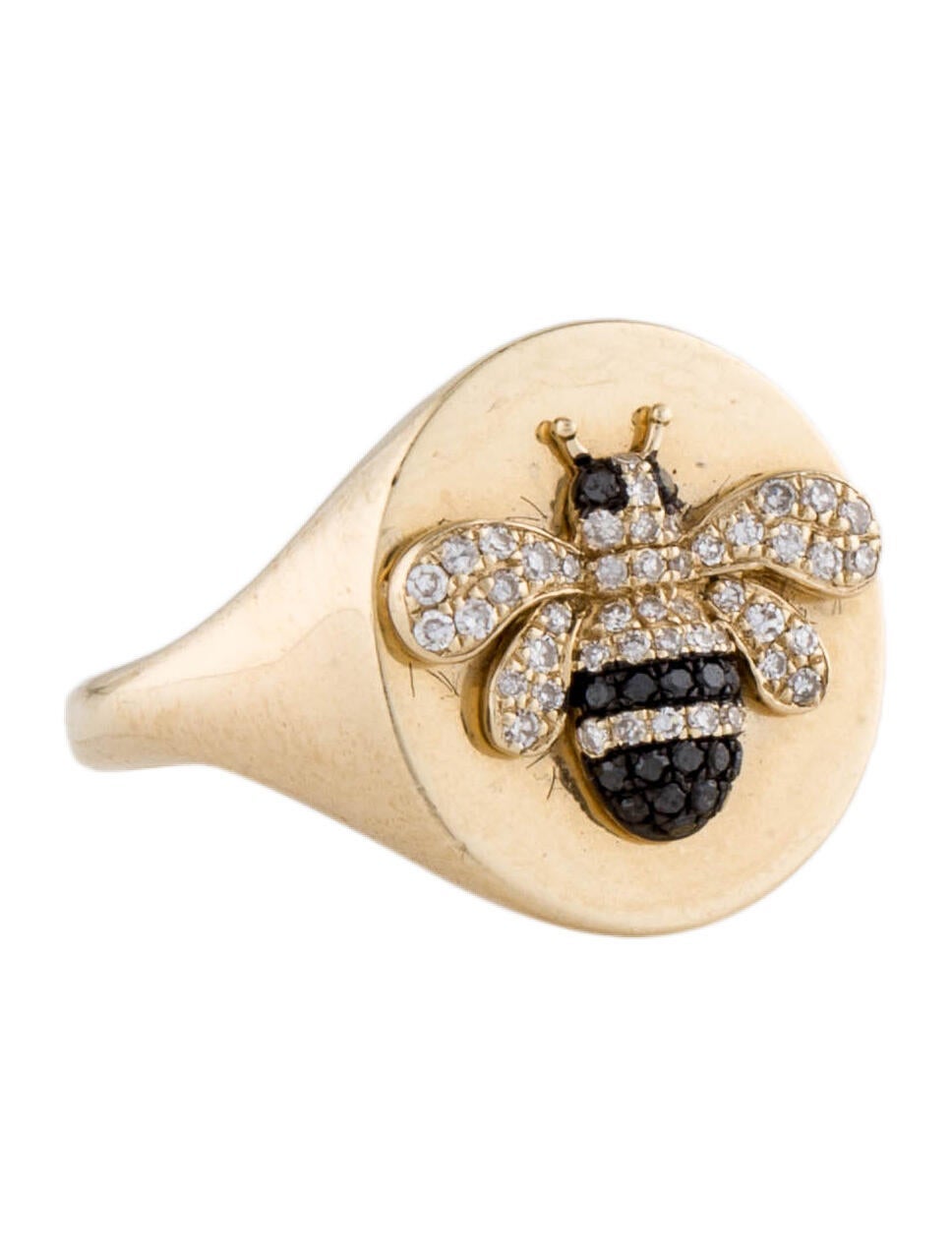Ring 14K Diamond Bumble Bee Signet - Signet Ring, Rings - RRING232418 ...
