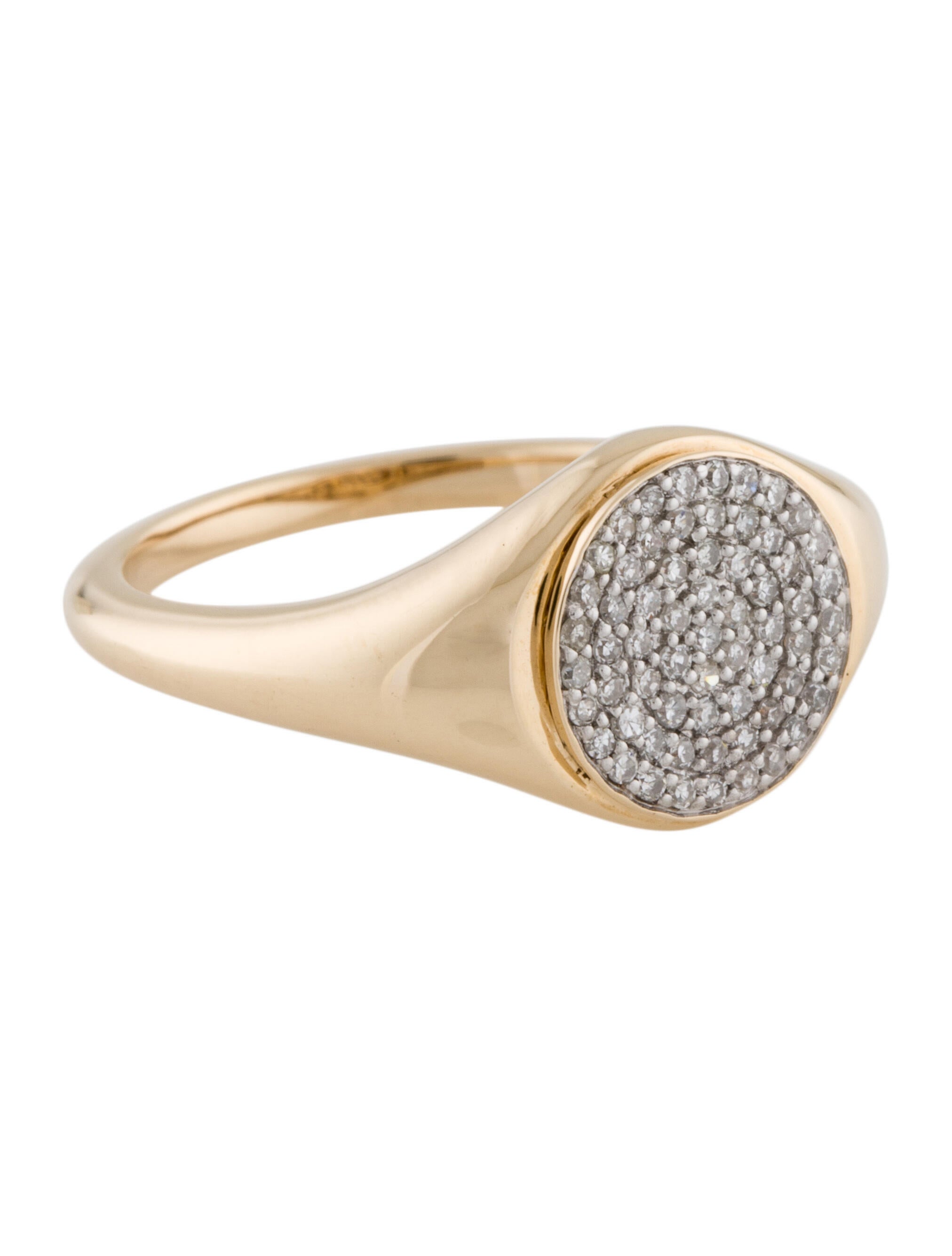 Ring 14K Diamond Pave Signet Ring - Signet Ring, Rings - RRING232436 ...